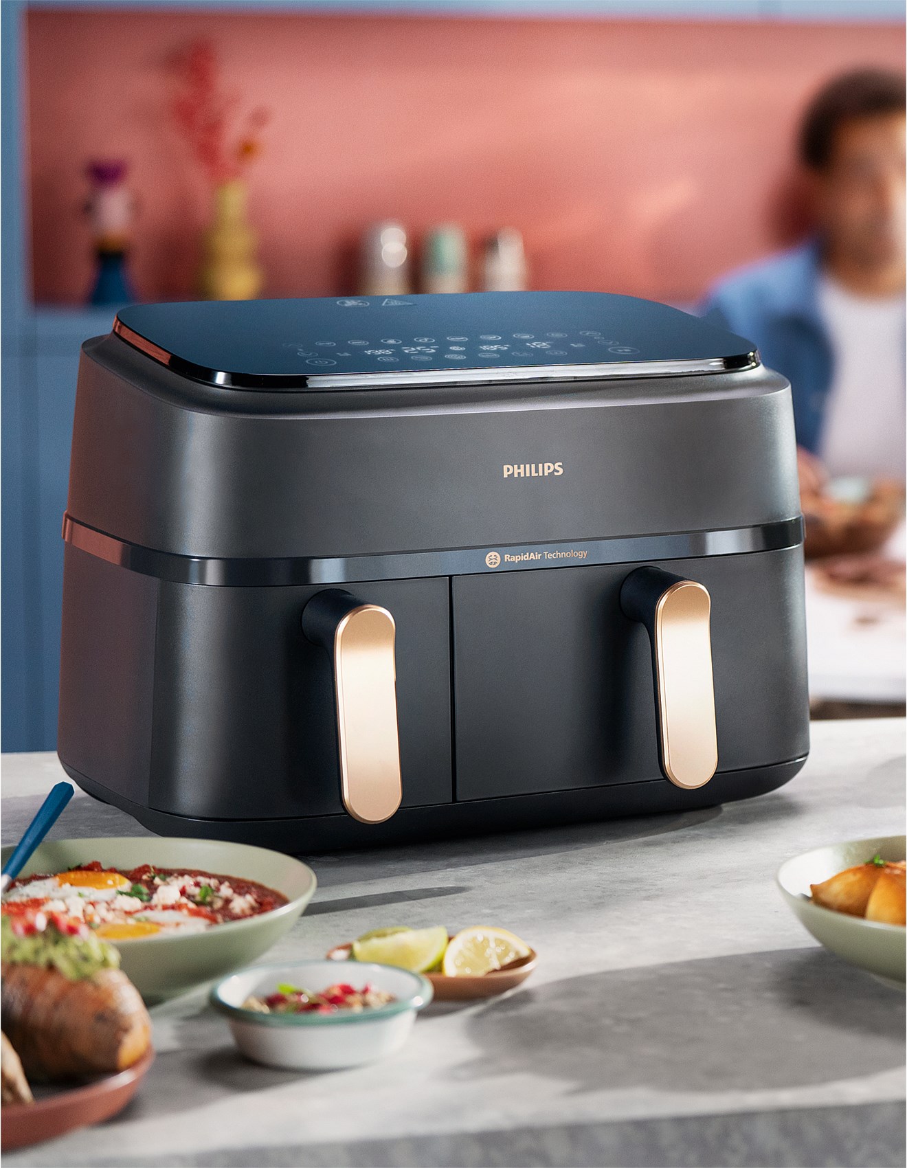 Philips Na352/00 3000 Series 9l Xxl Dual Basket Air Fryer Black/copper ...