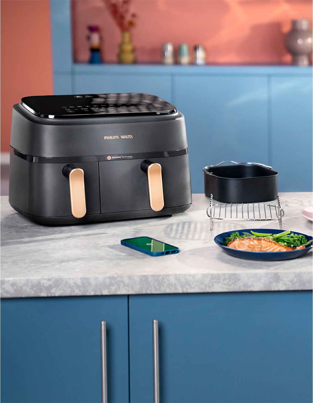 Philips Na352/00 3000 Series 9l Xxl Dual Basket Air Fryer Black/copper ...