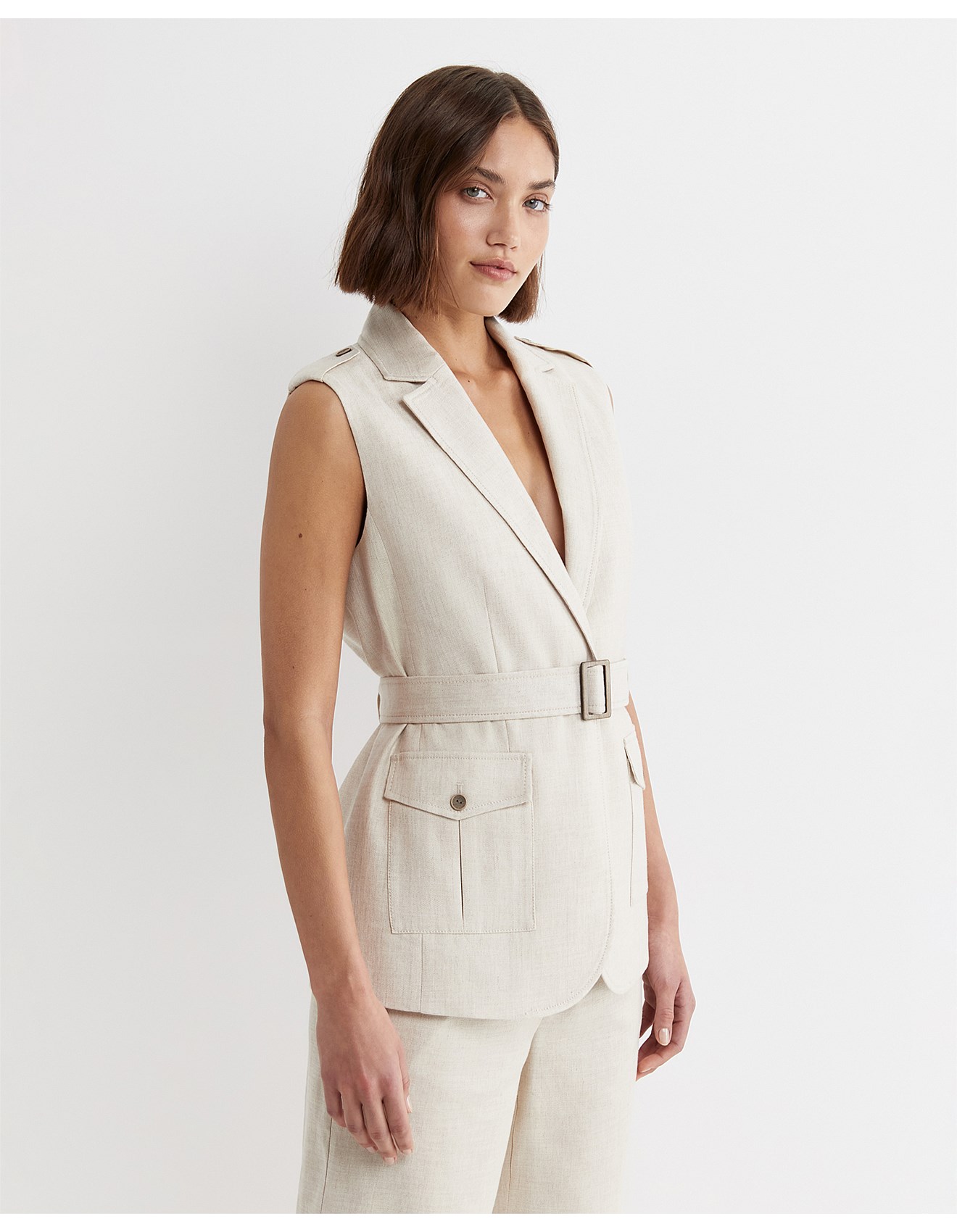 Sportscraft Lena Linen Safari Vest | David Jones