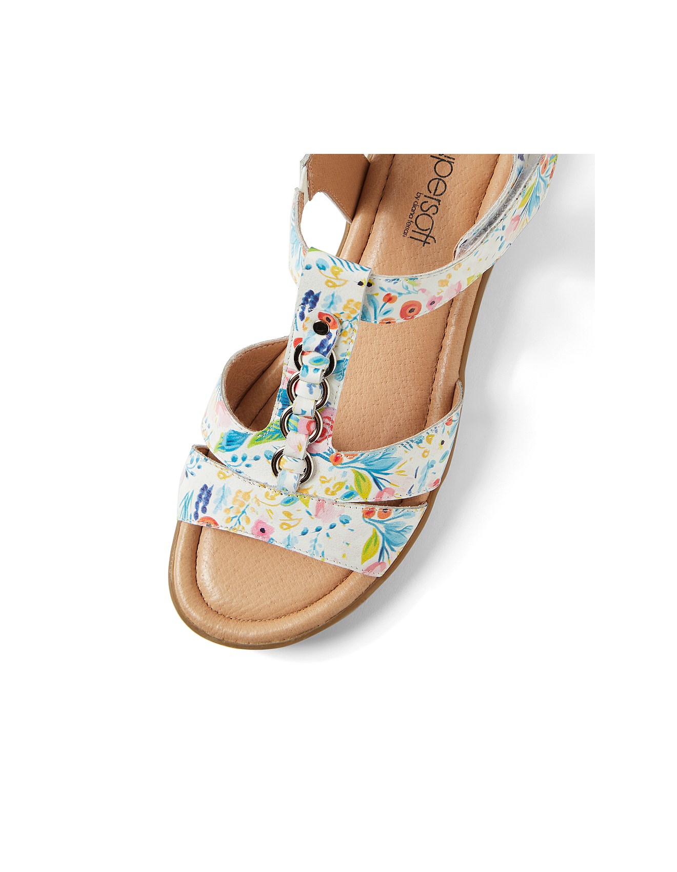 Supersoft By Diana Ferrari Frankie2 White Tropical Flower Leather ...