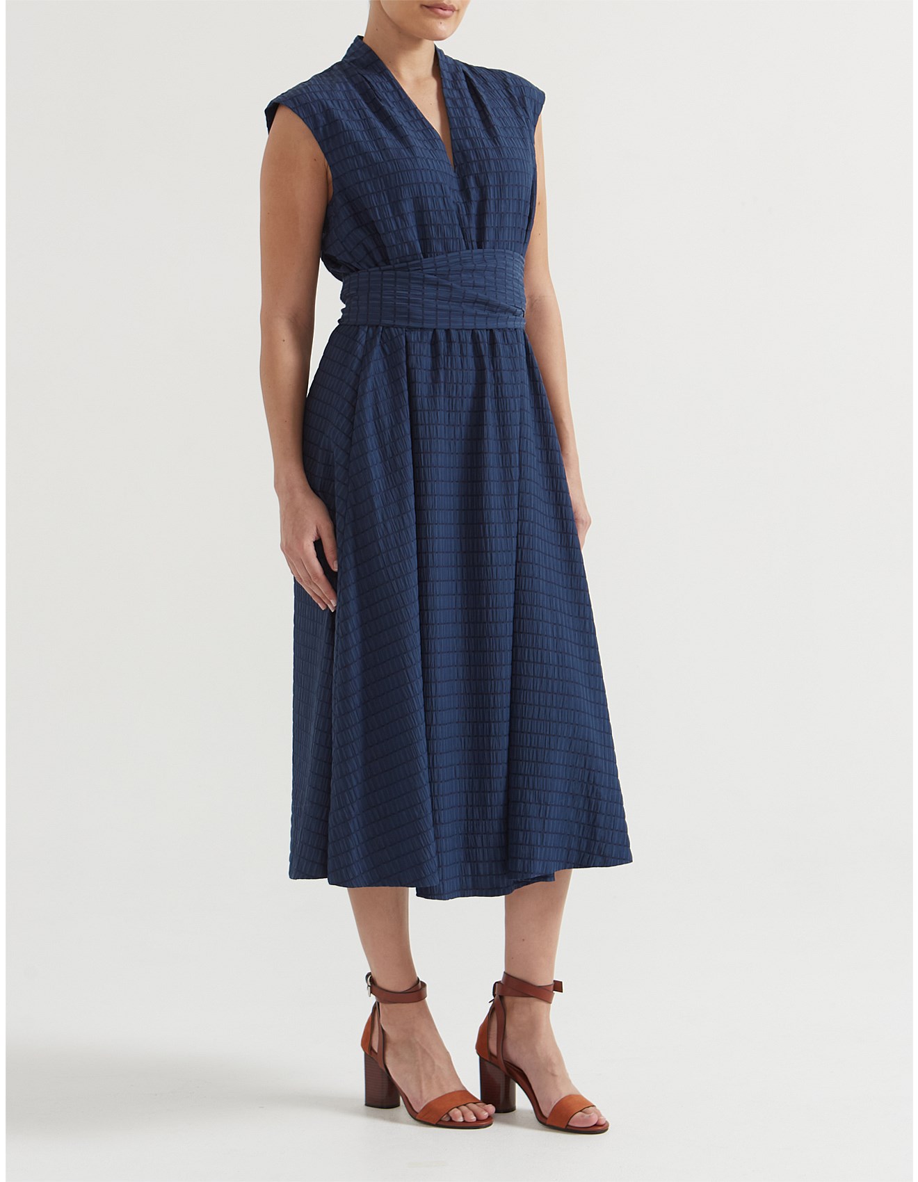 David Jones Tie Back V Neck Dress | David Jones