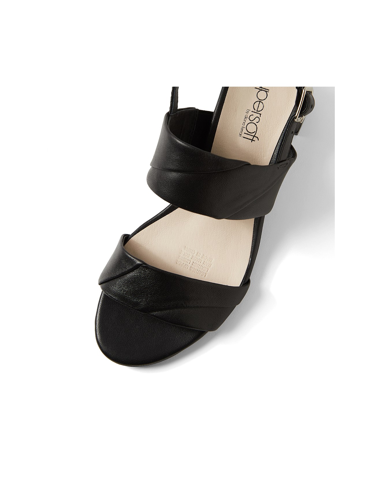 Supersoft By Diana Ferrari Crystai Black Leather Sandals | David Jones