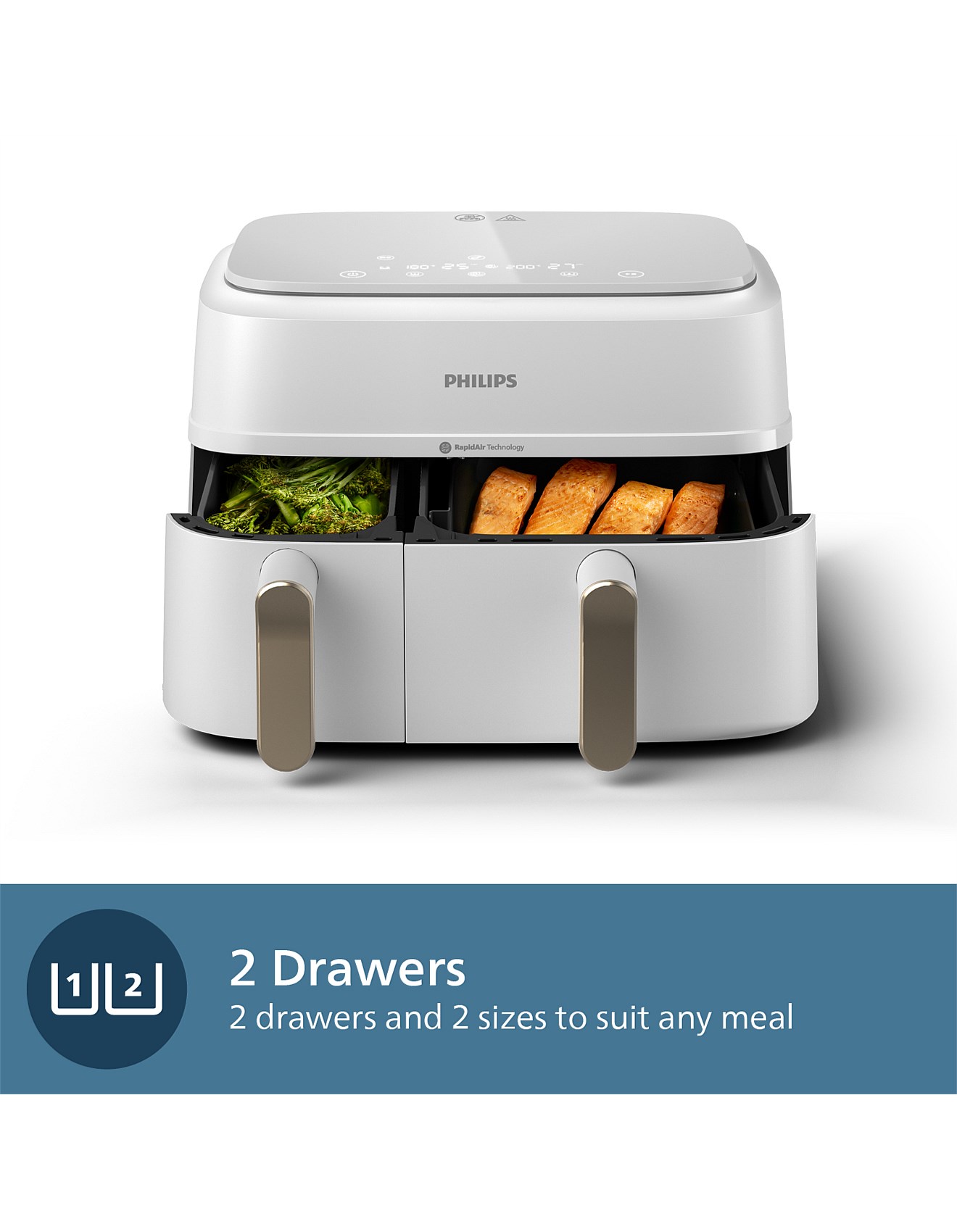 Philips Na353/10 3000 Series 9l Dual Basket Air Fryer White | David Jones