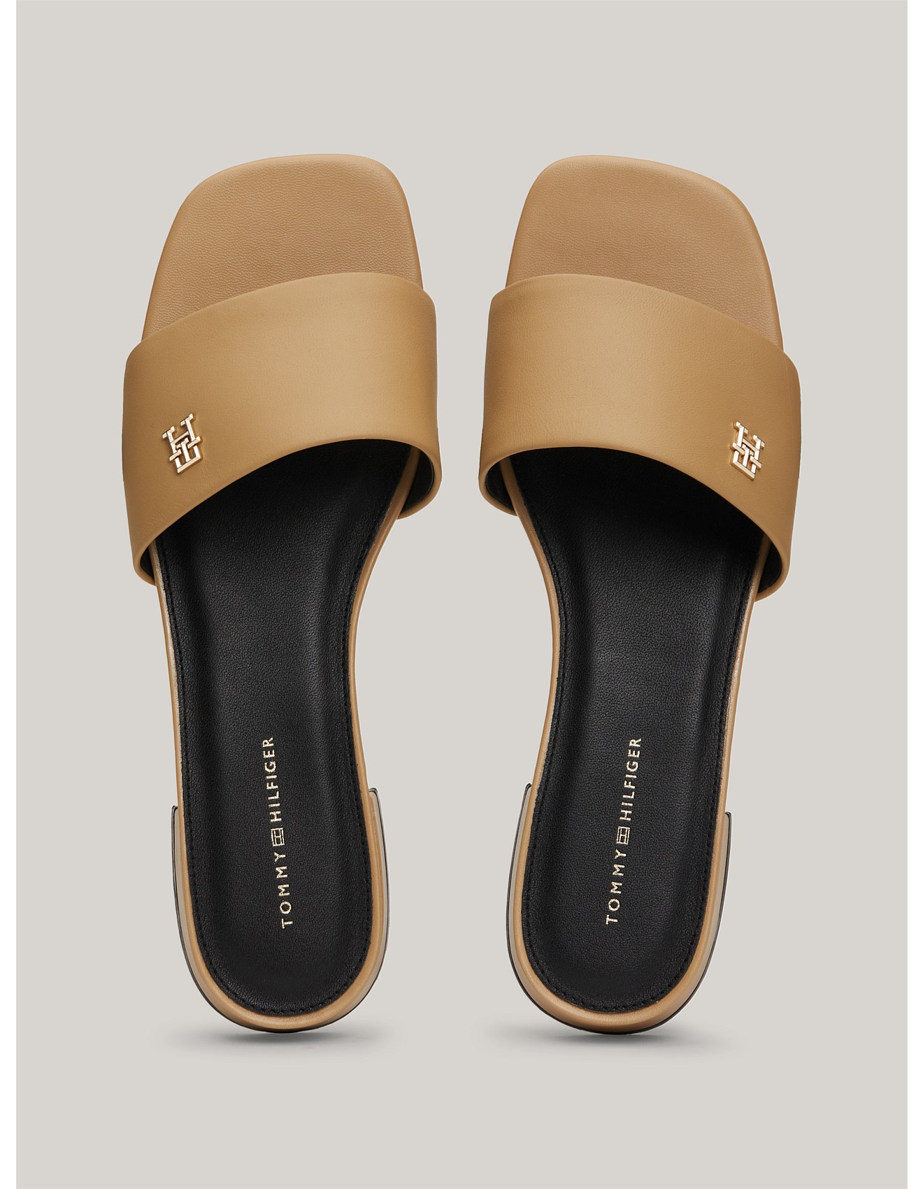 Tommy Hilfiger Th Monogram Plaque Leather Mules | David Jones