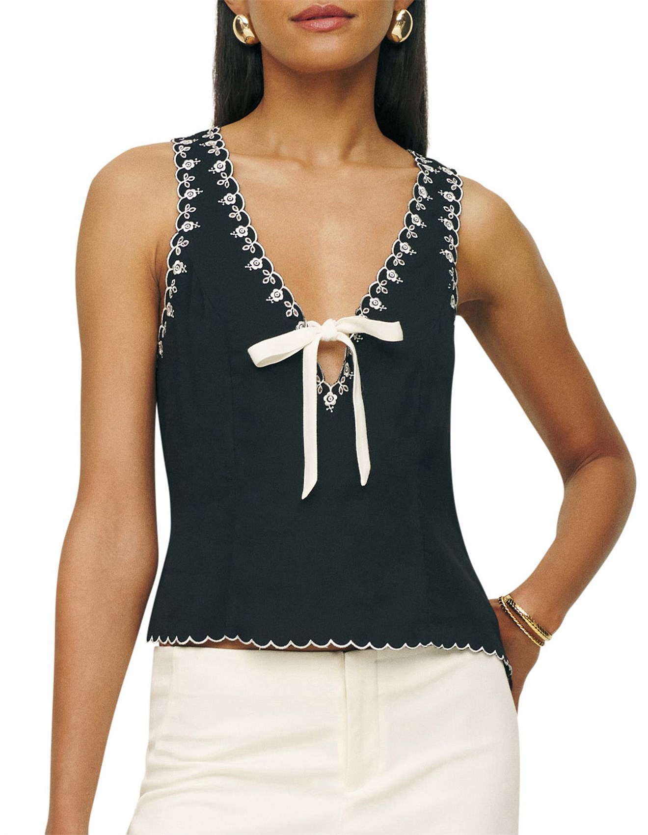 Reformation Marlena V-neck Top | David Jones