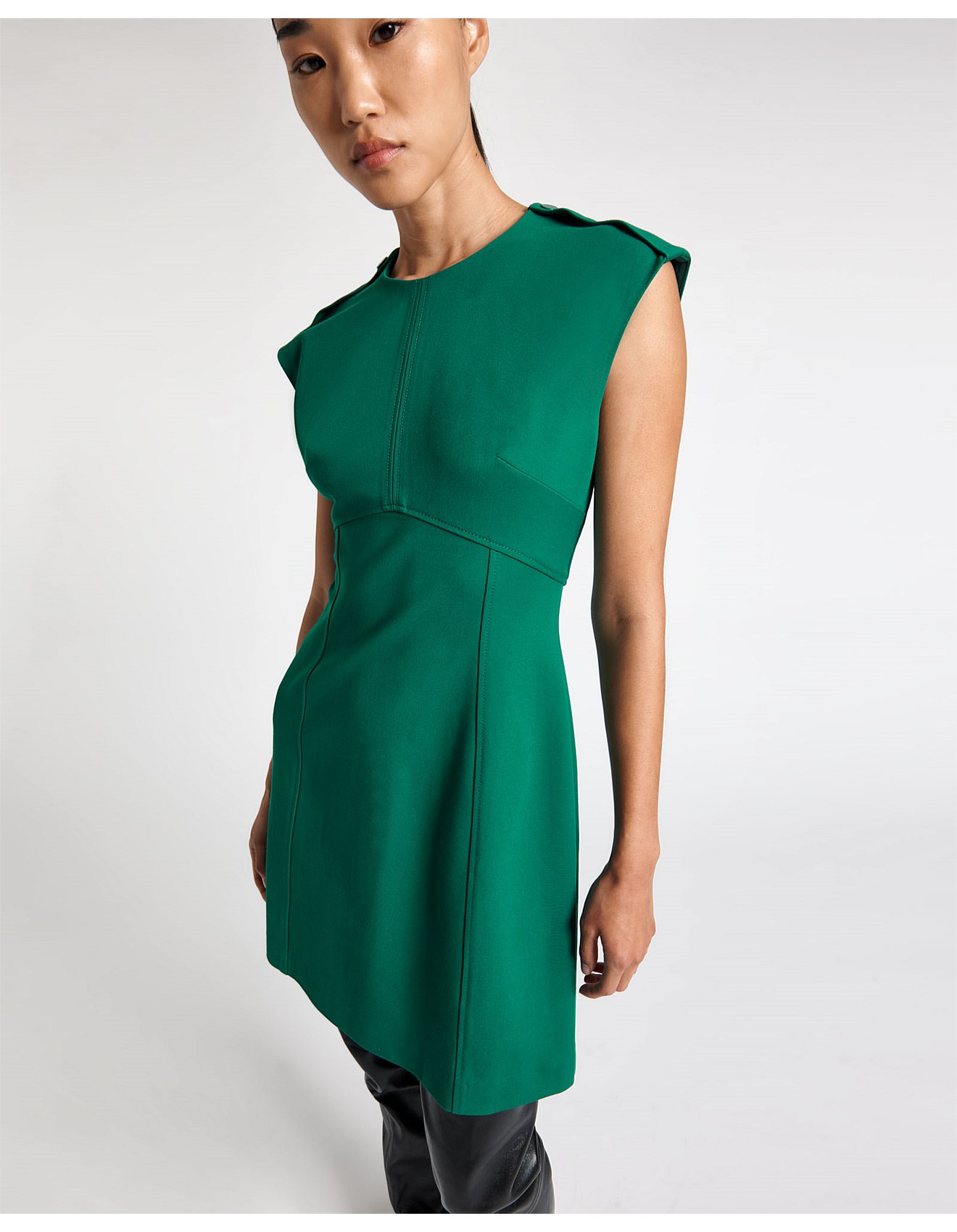 Cue Emerald Double Knit A-line Dress | David Jones
