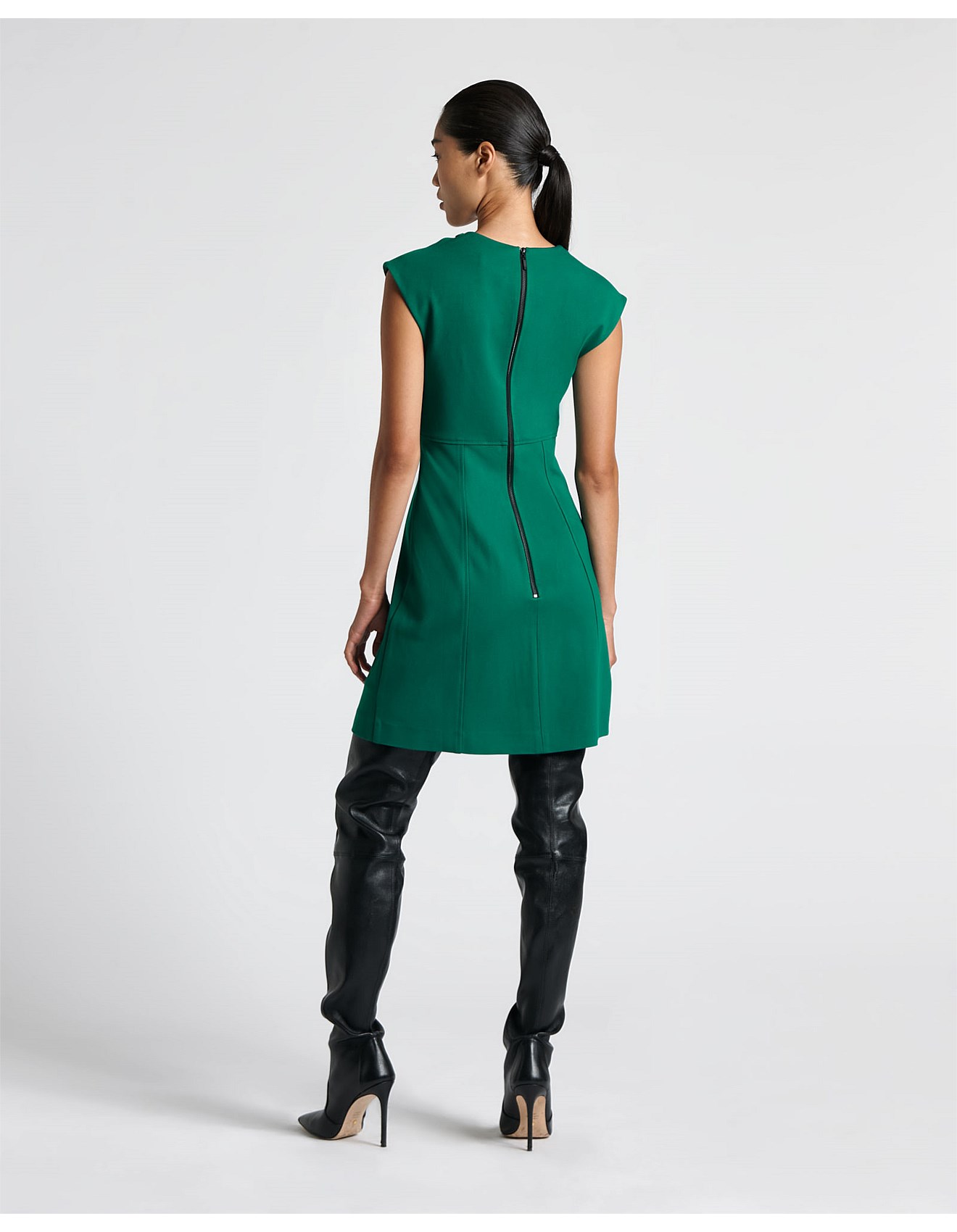 Cue Emerald Double Knit A-line Dress | David Jones