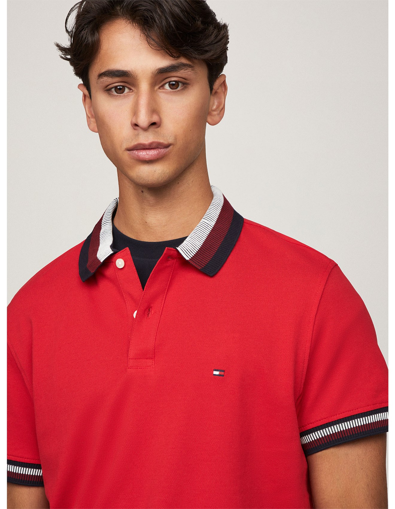 Tommy Hilfiger Two Tone Shadow Collar Regular Fit Polo | David Jones