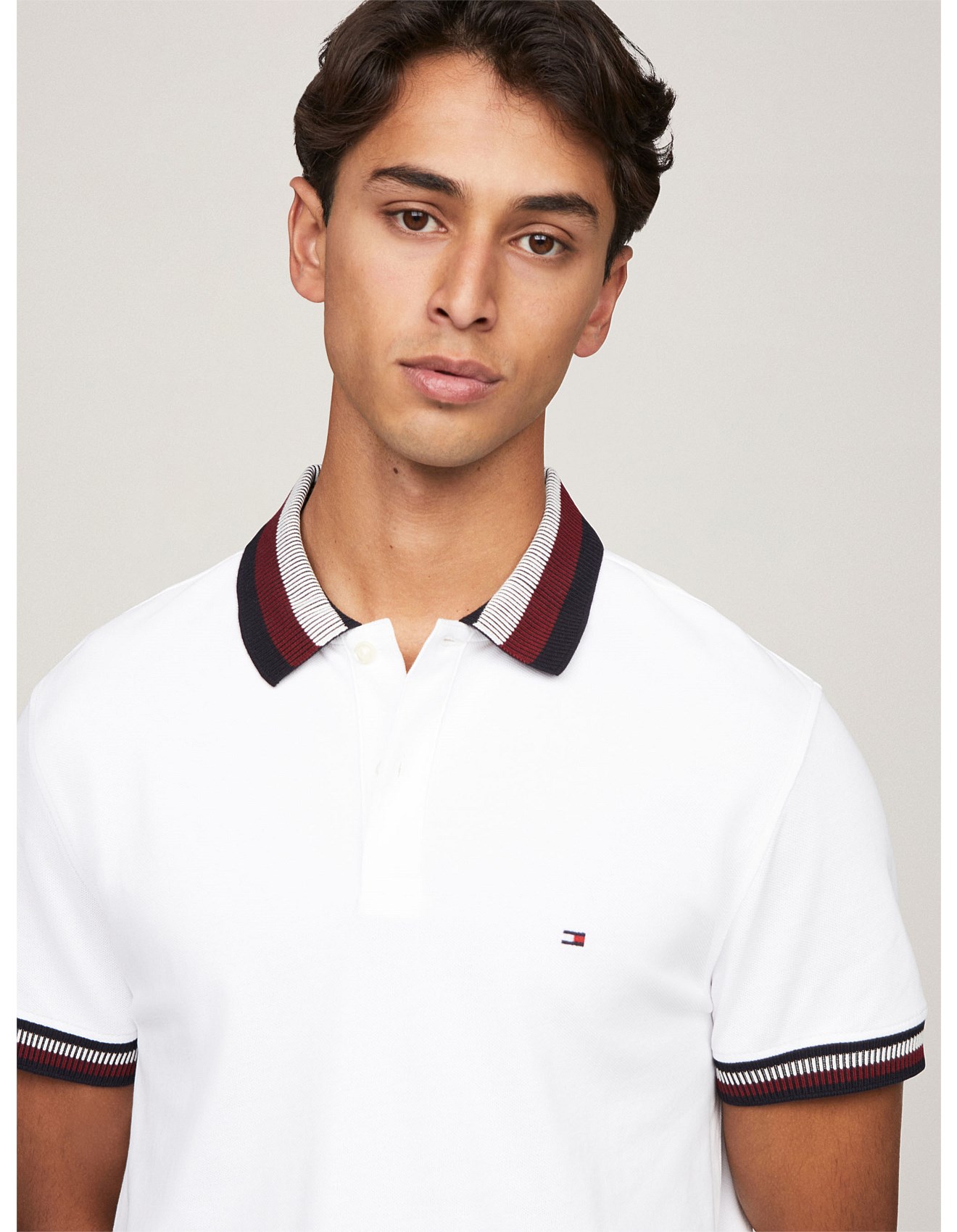 Tommy Hilfiger Two Tone Shadow Collar Regular Fit Polo | David Jones