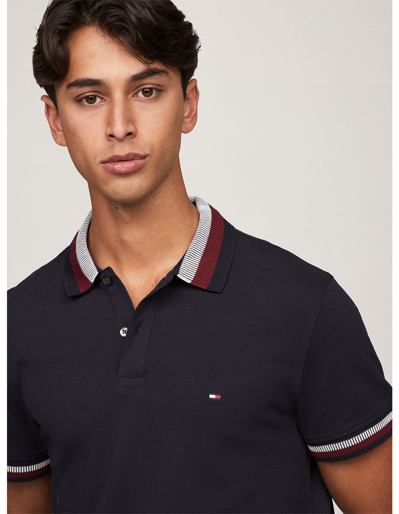 Tommy Hilfiger Two Tone Shadow Collar Regular Fit Polo | David Jones