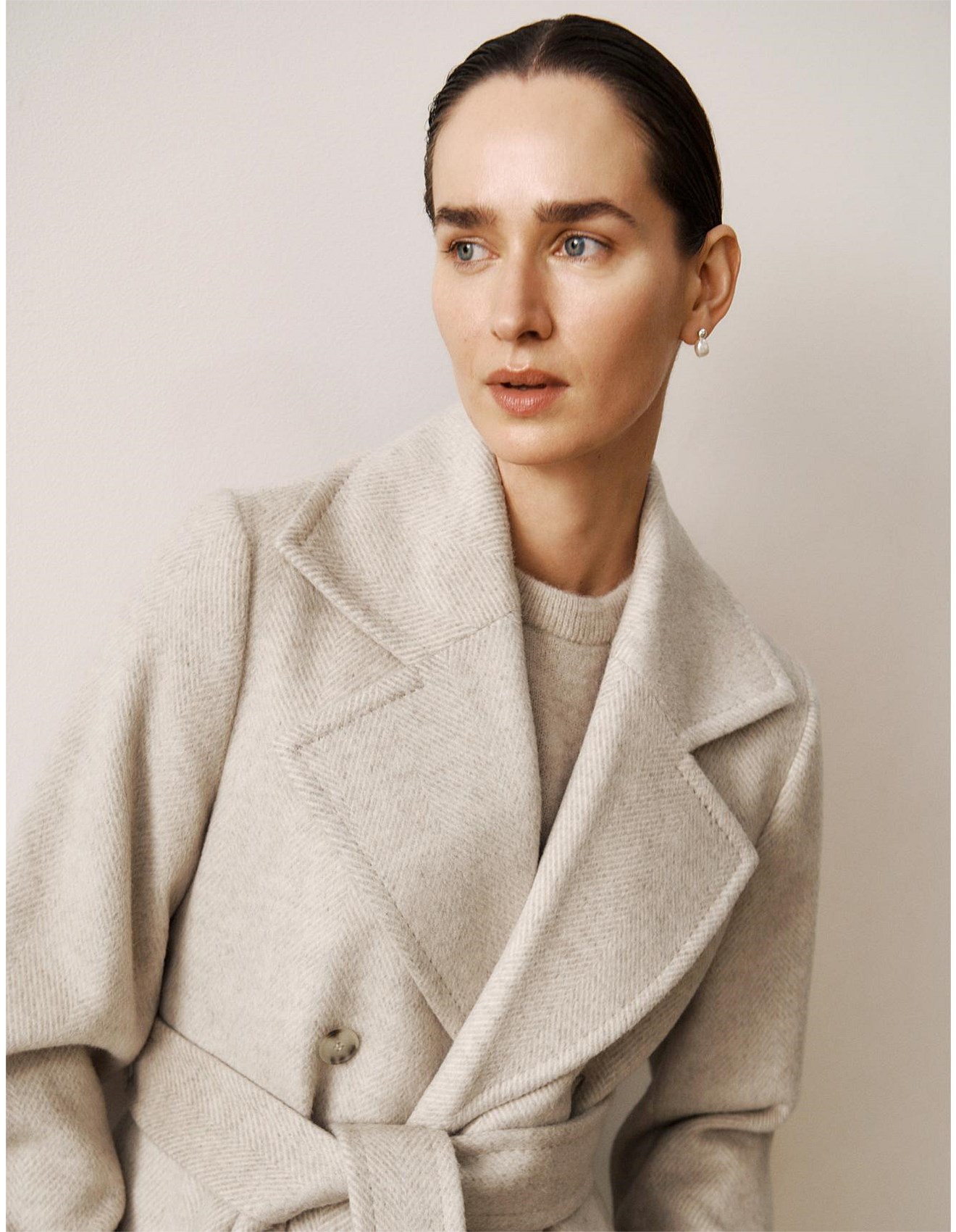 Trenery Herringbone Wool Trench Coat | David Jones