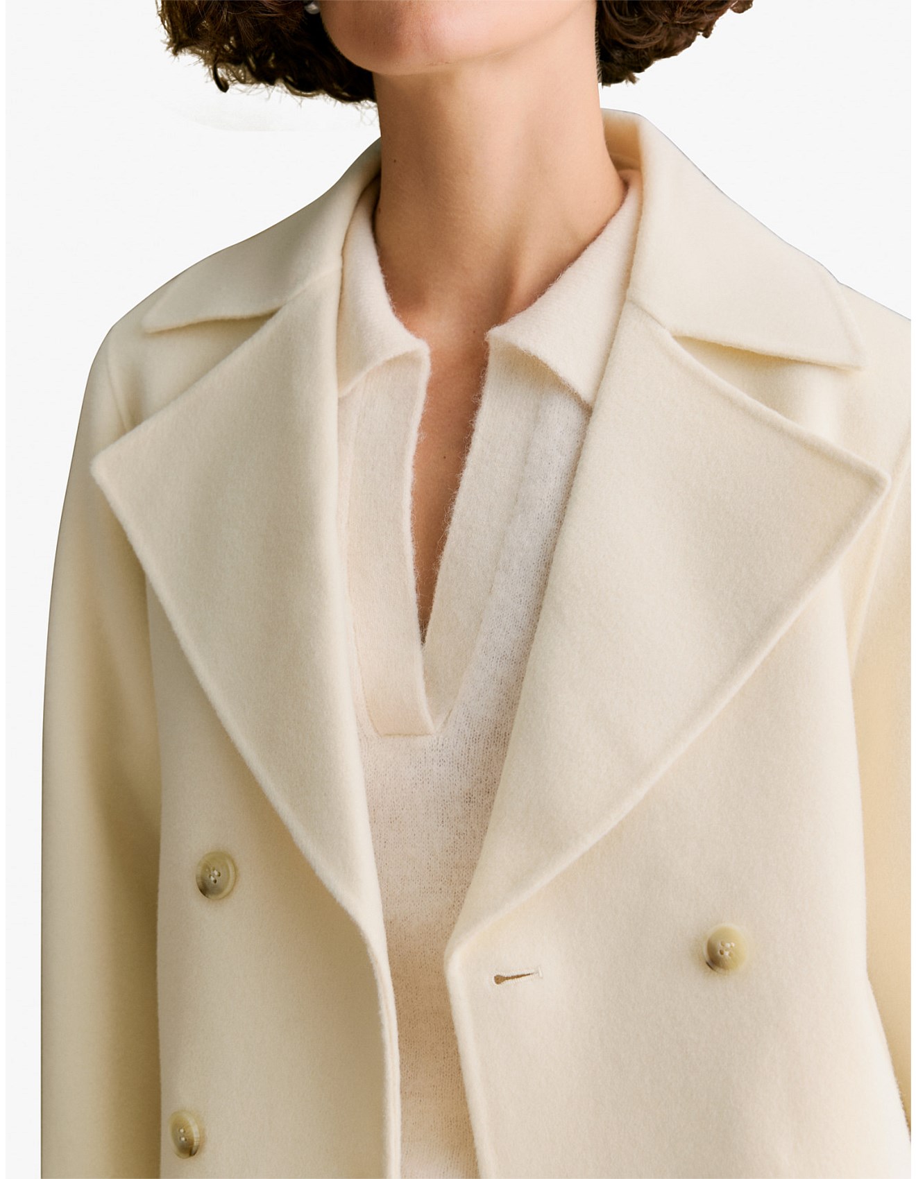 Trenery Double Faced Wool Peacoat Mauve Pink | David Jones