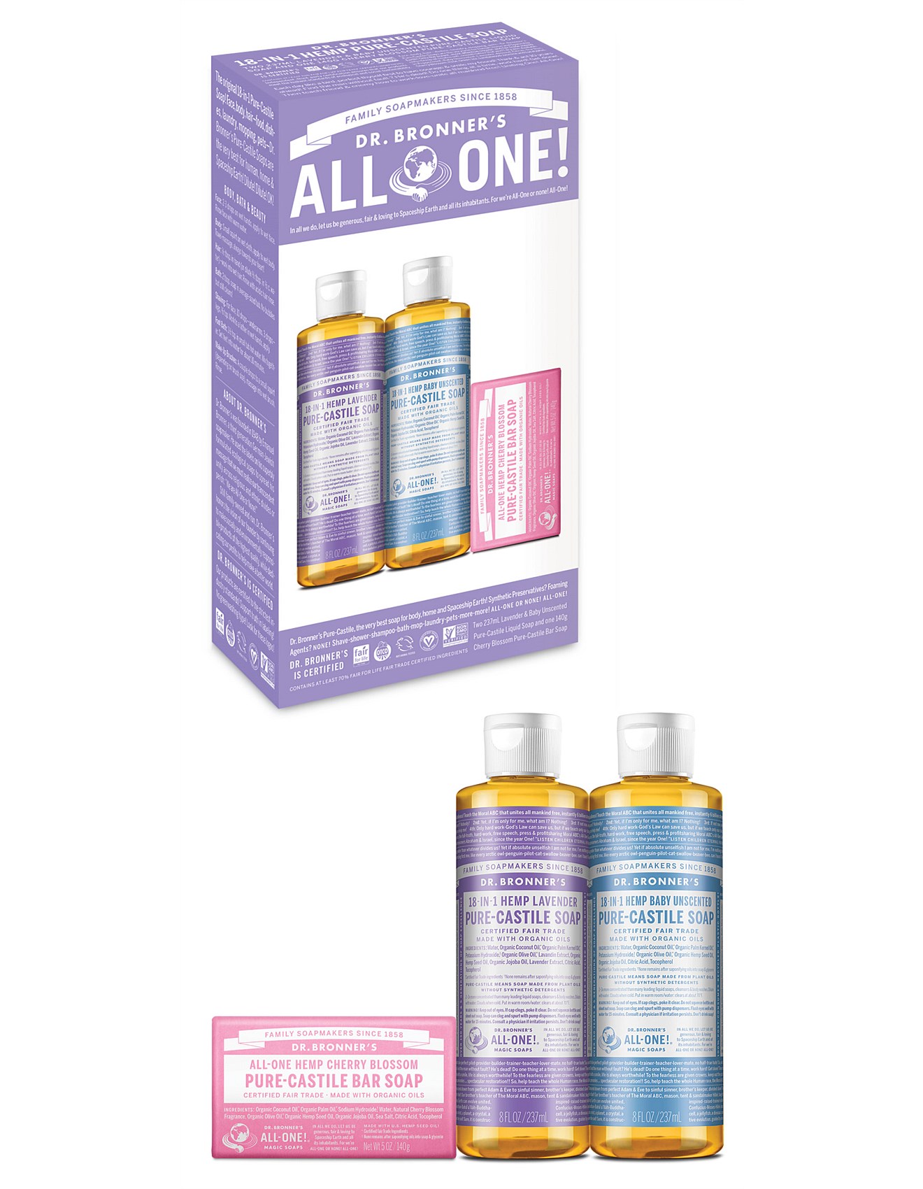 Dr. Bronner's Love Unites Pure-castile Soap Gift Set | David Jones