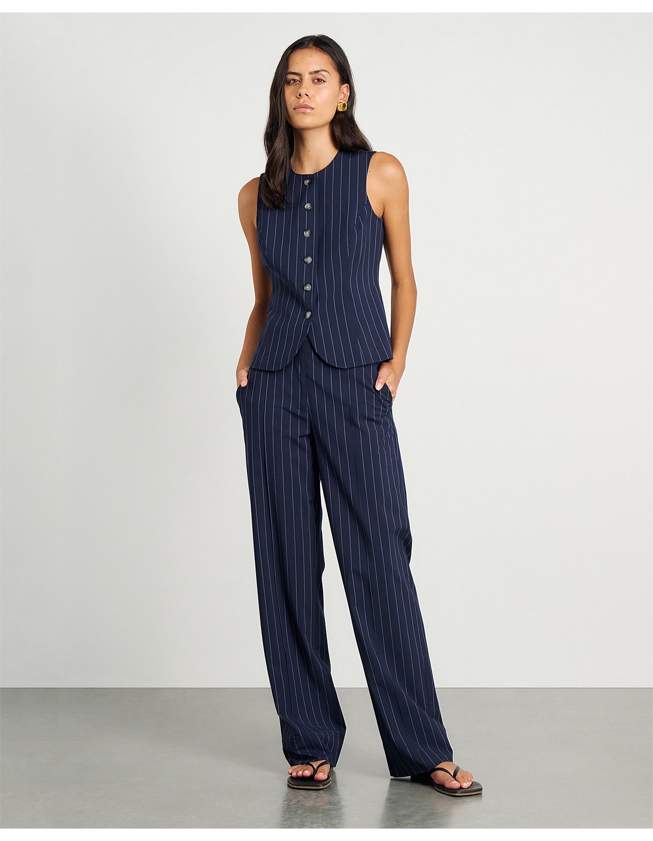 Jag Gia Pinstripe Tuck Pant | David Jones