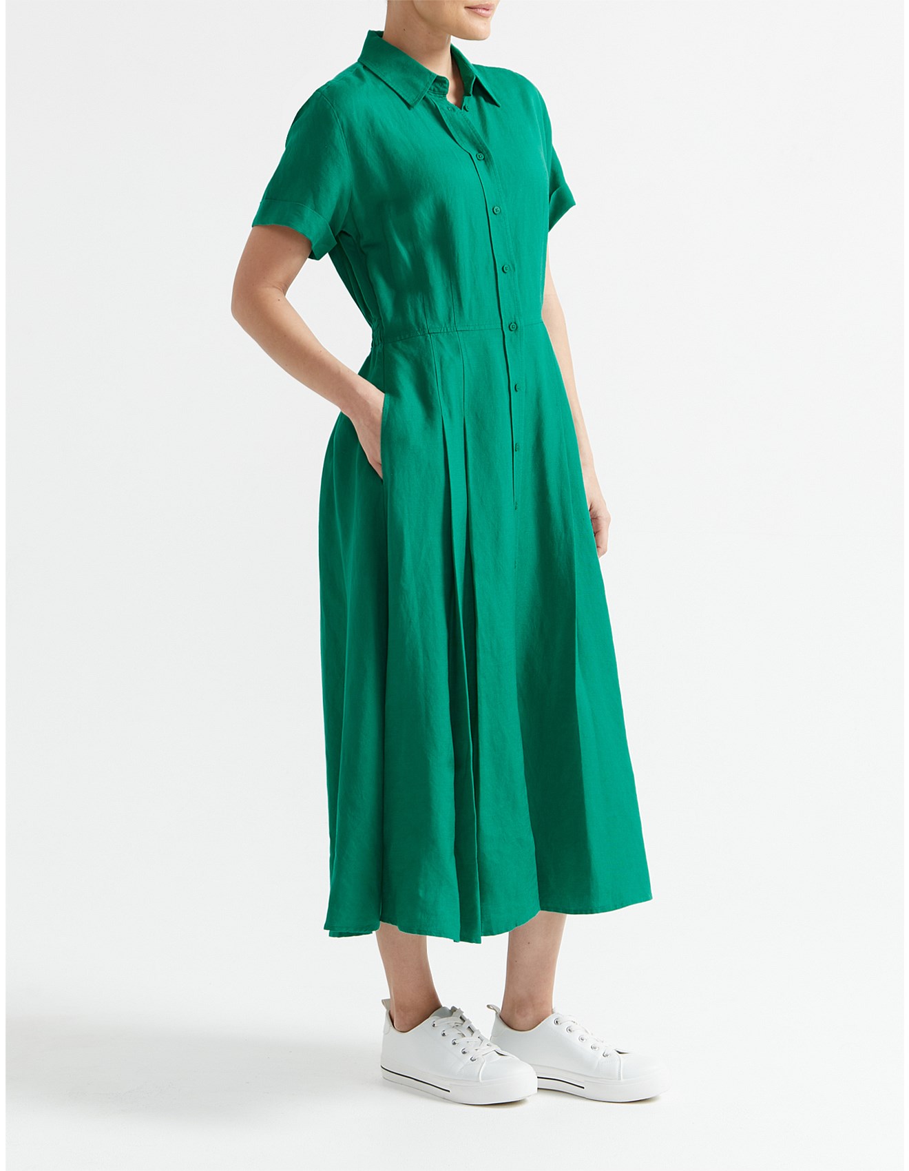 David Jones Collection Short Sleeve Linen Shirt Dress | David Jones