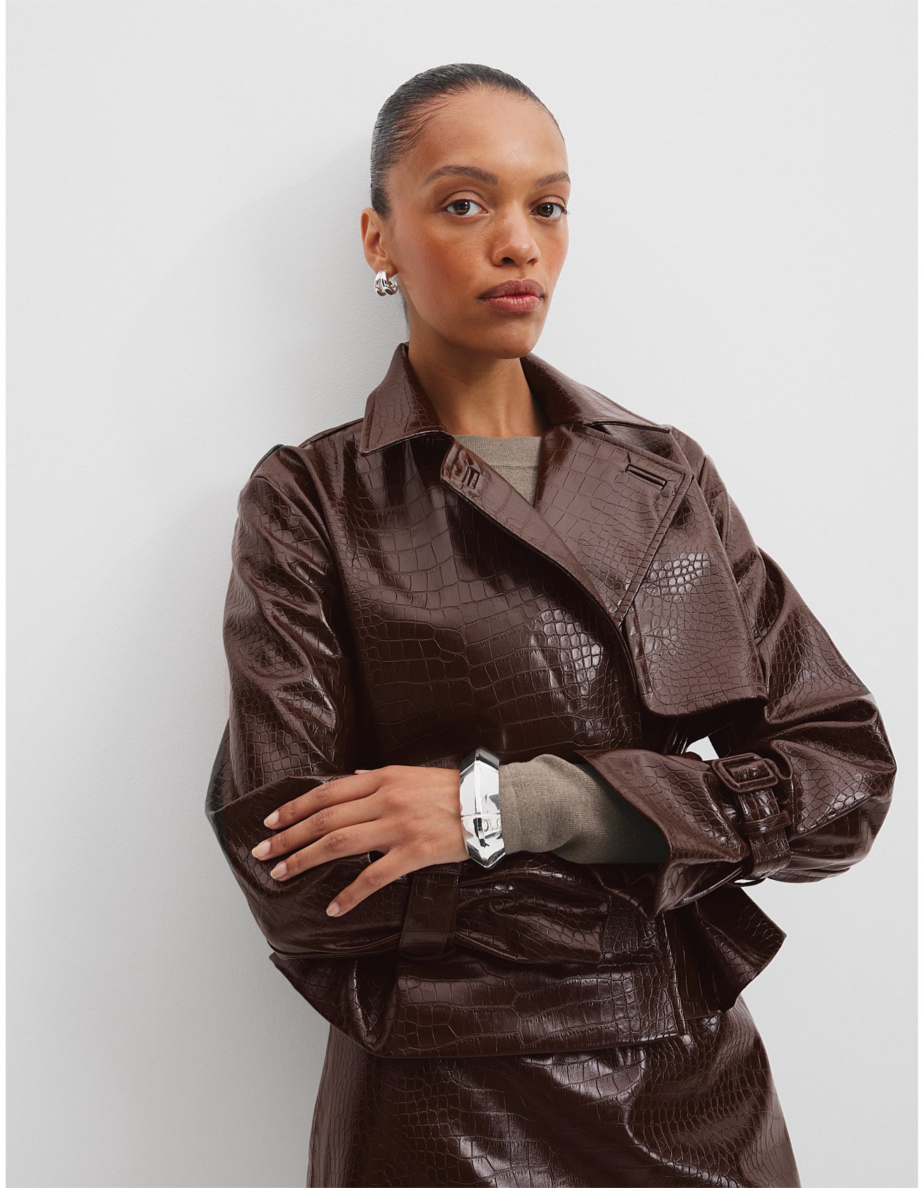 Country Road Croc Embossed Trench | David Jones