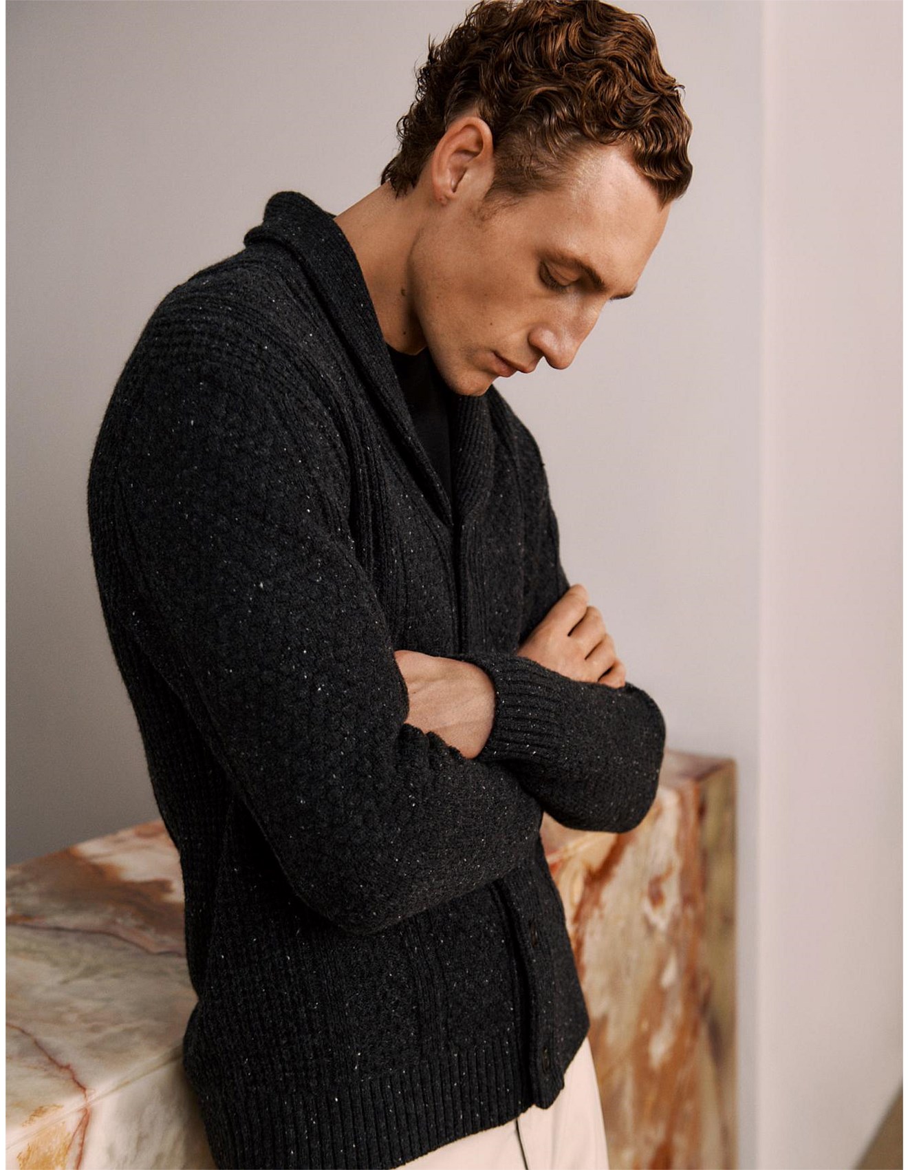 Trenery Merino Nep Cable Shawl Knit | David Jones