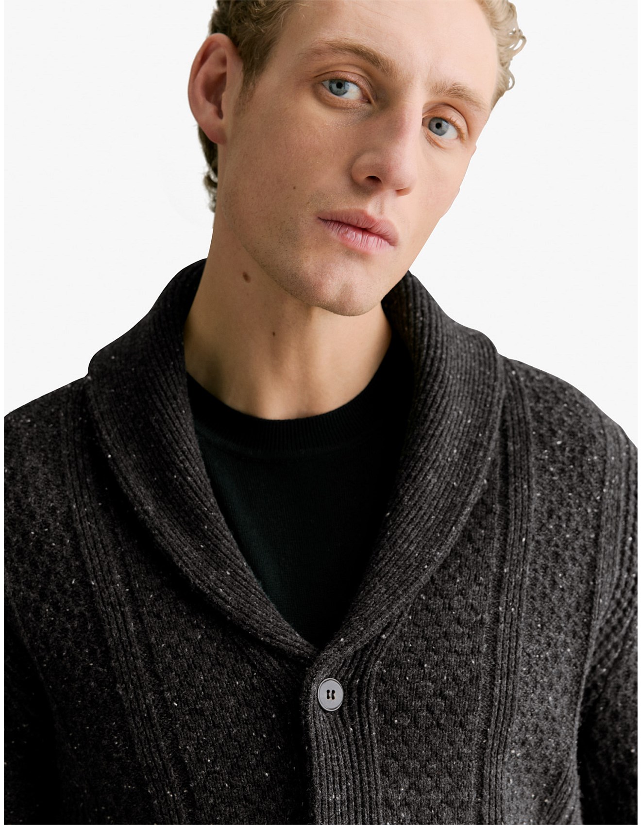 Trenery Merino Nep Cable Shawl Knit | David Jones