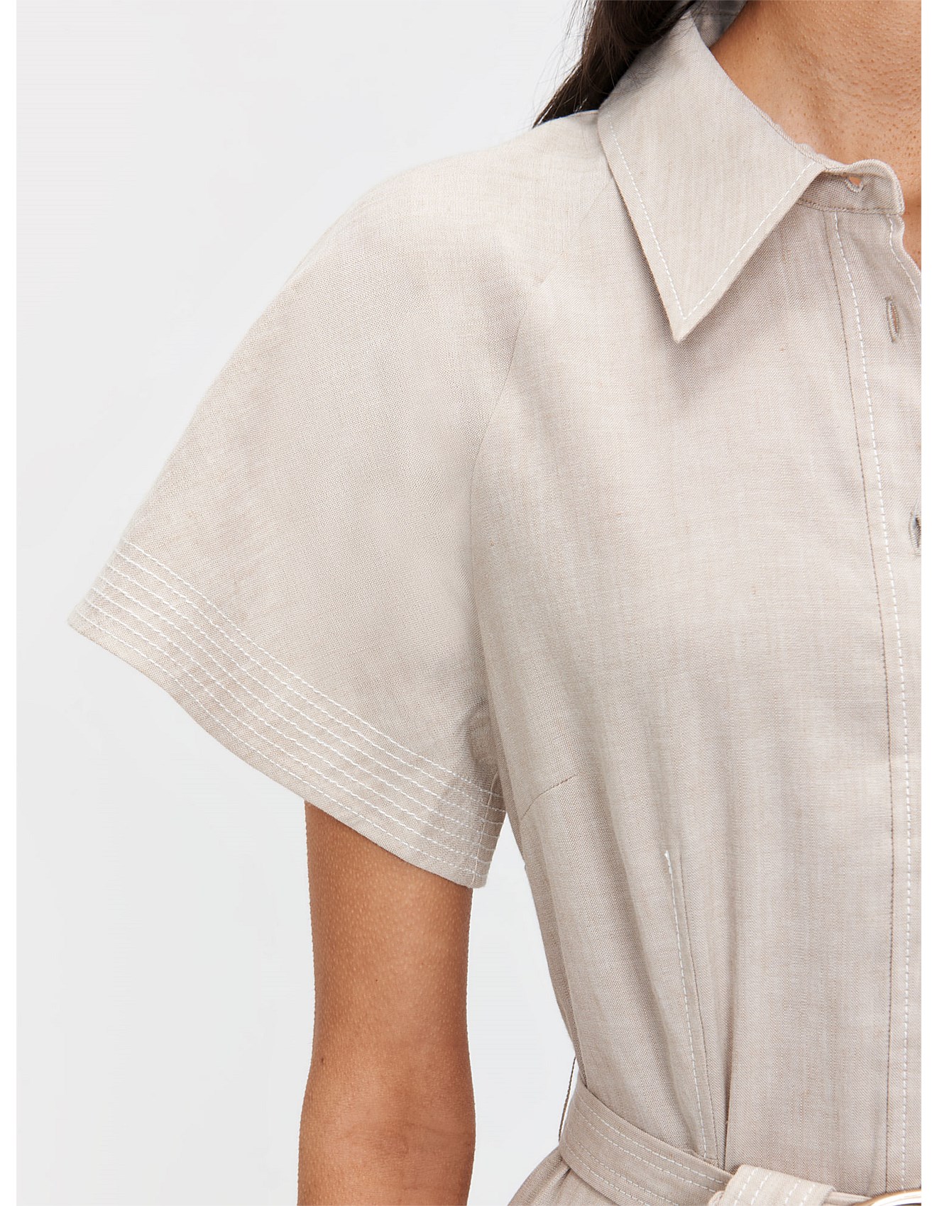 Veronika Maine Melange Linen Blend Shirtdress | David Jones