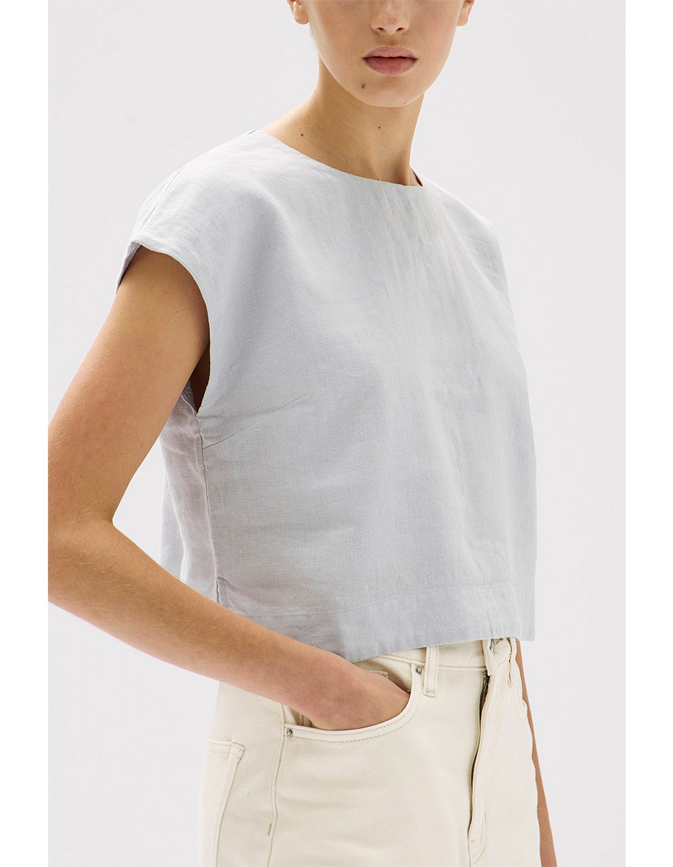 Assembly Label Tori Linen Top Blue Haze | David Jones