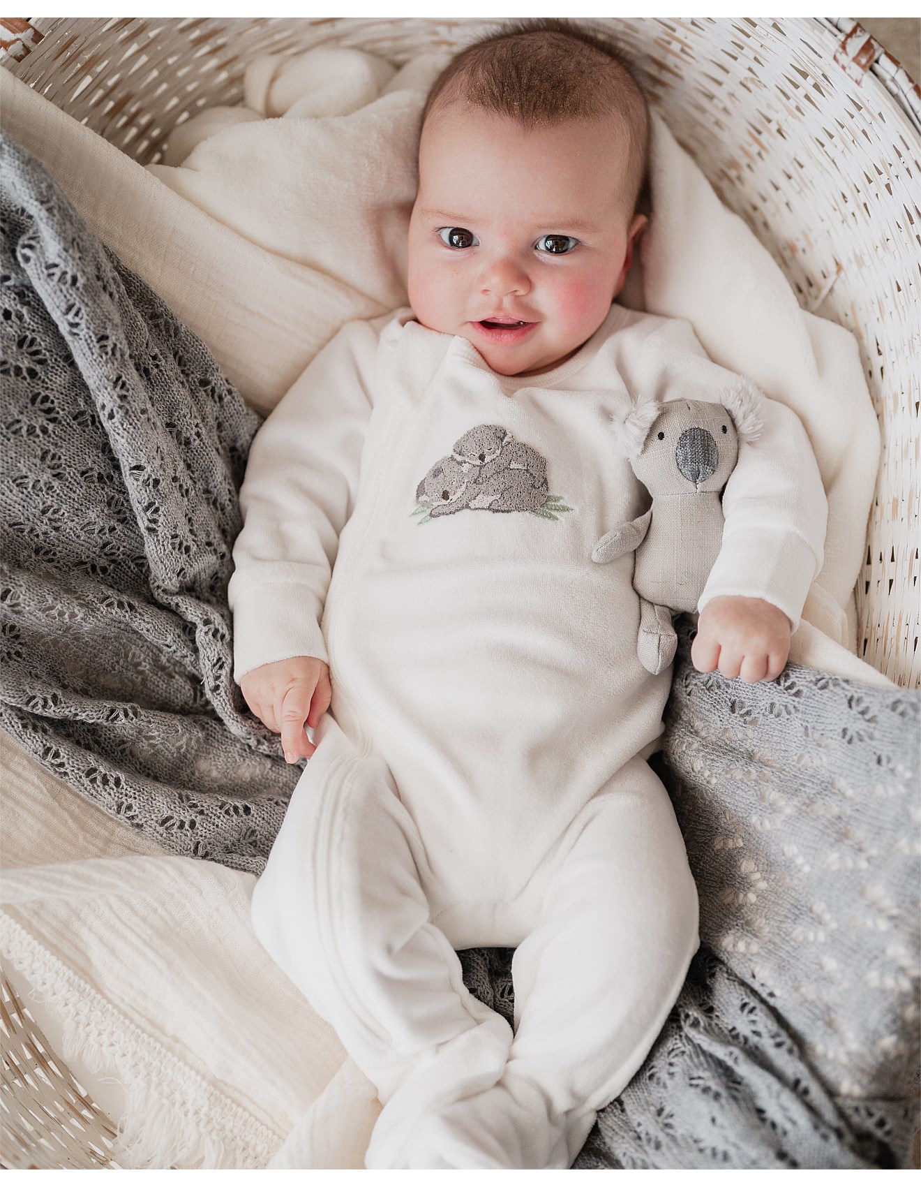 Bebe By Minihaha Baby Bailey Koala Velour Onesie | David Jones