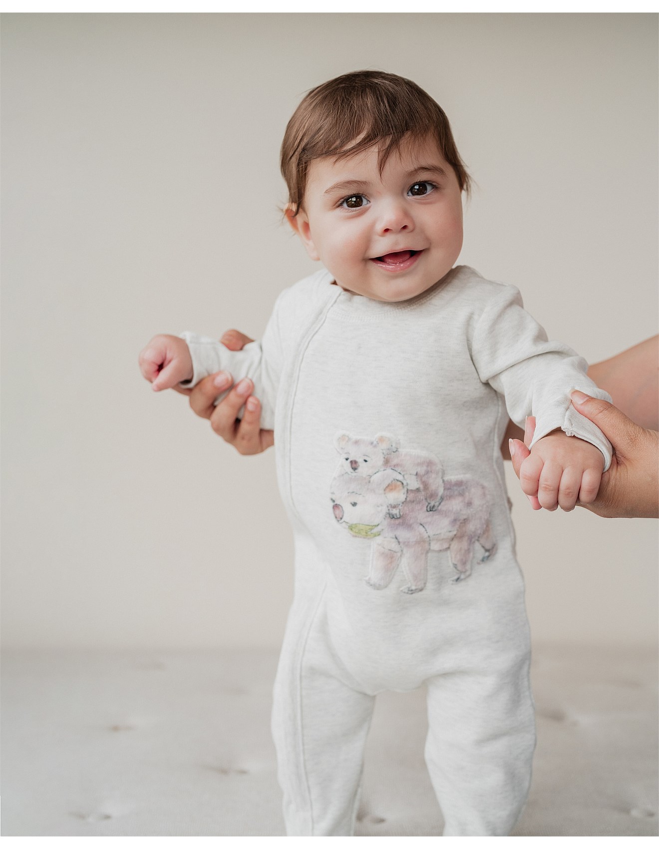 Bebe By Minihaha Baby Bailey Koala Long Sleeve Zip Onesie | David Jones