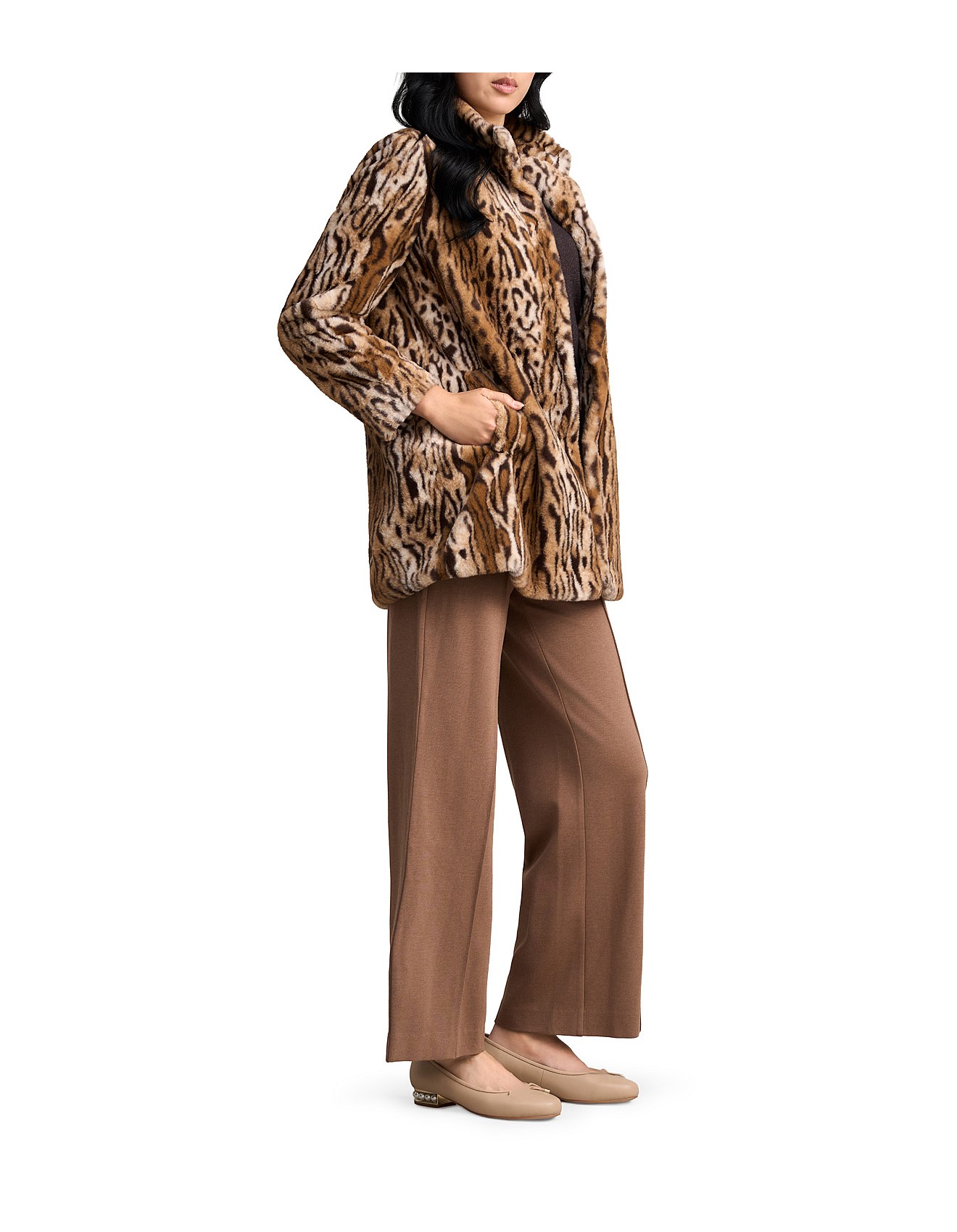 Blue Illusion Faux Fur Coat -Ocelot Faux Fur | David Jones