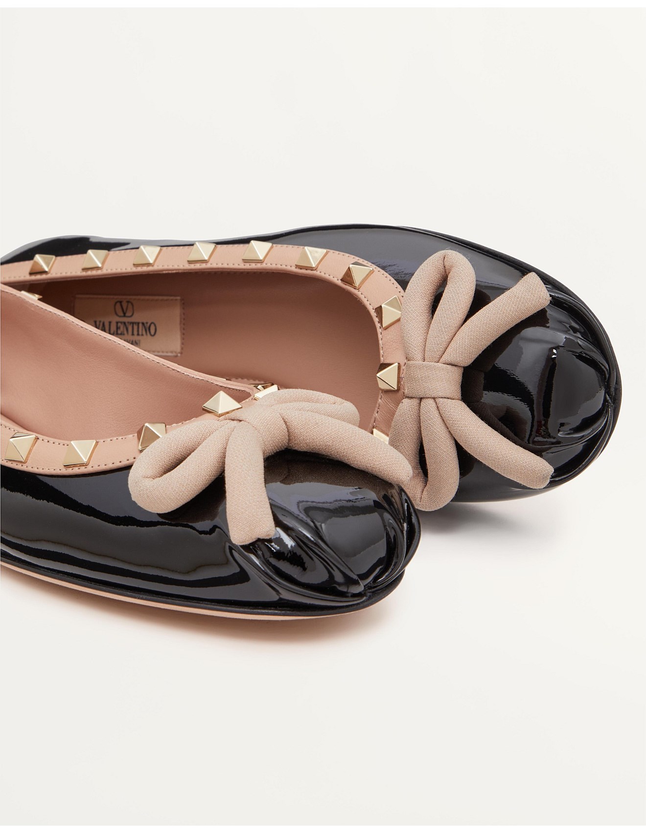 Valentino Rockstud Ballerina In Patent Leather | David Jones