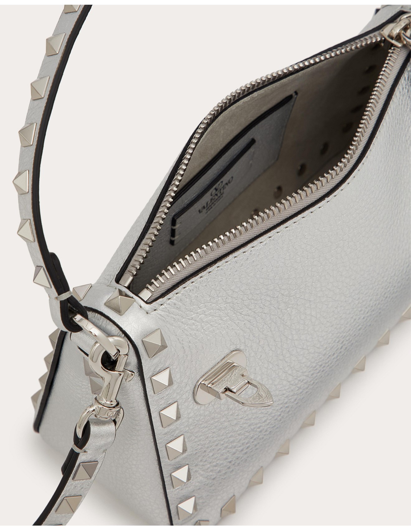Valentino Rockstud Small Shoulder Bag In Grainy Metallic Calfskin ...
