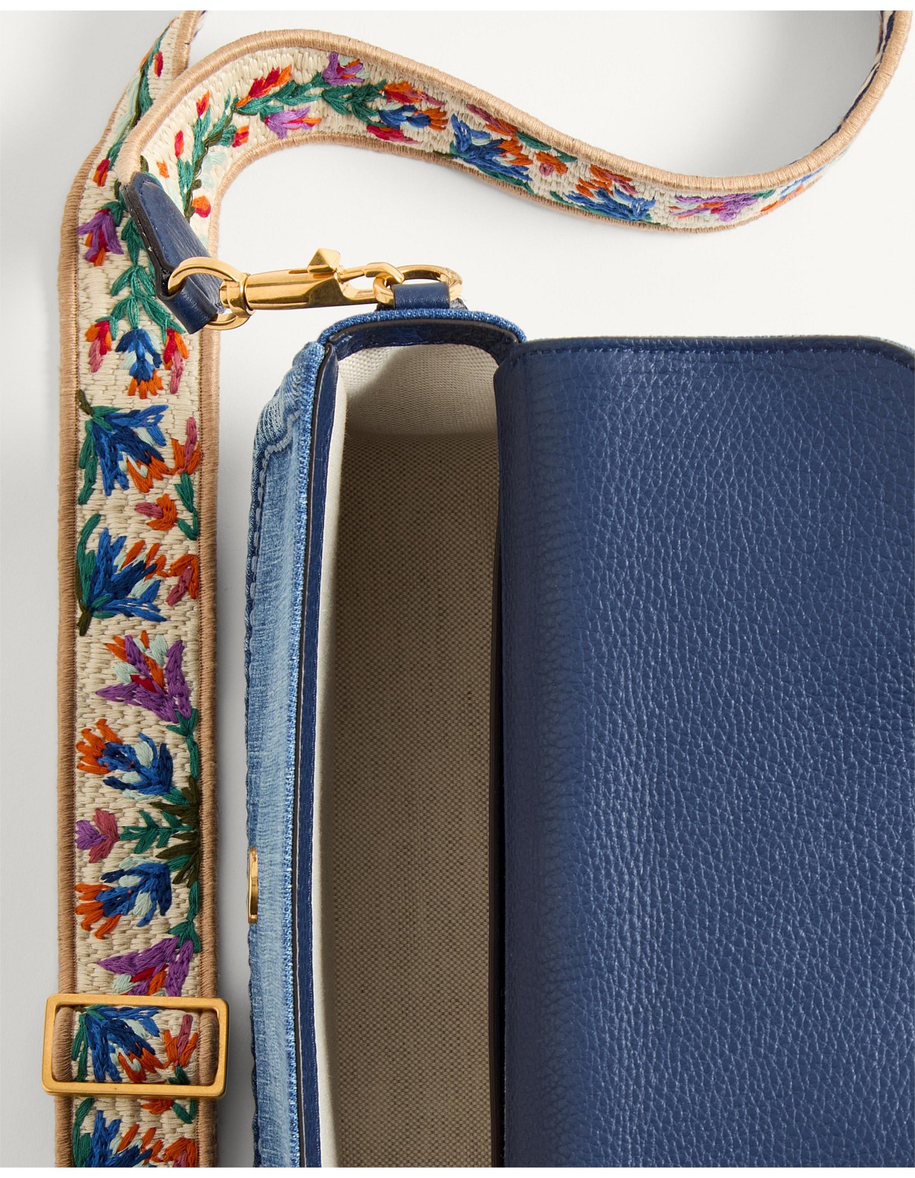 Valentino Alltime Shoulder Bag In Denim With Embroidered Strap | David ...
