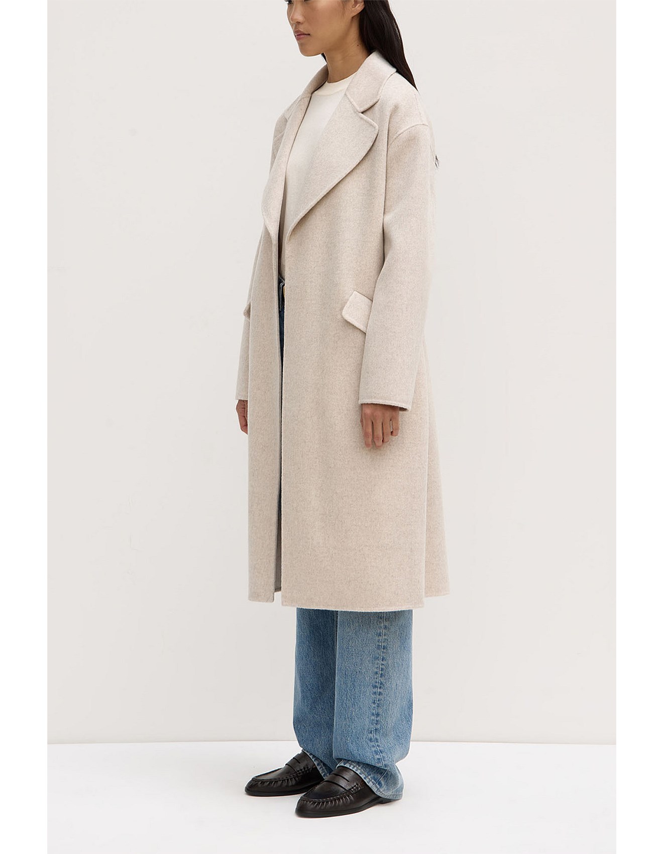 Assembly Label Sadie Single Breasted Wool Coat Oat Marle | David Jones