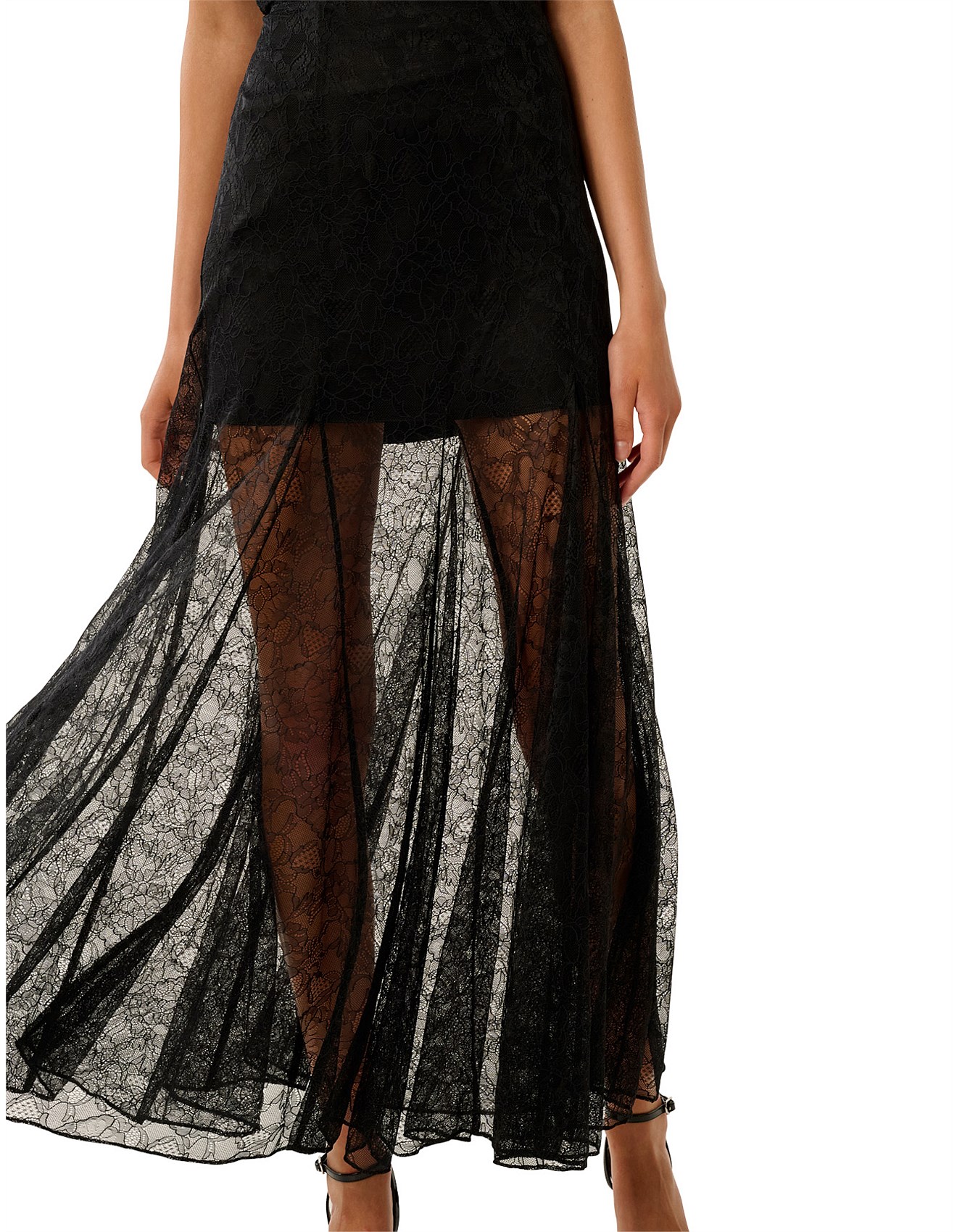Forever New Mahalia Godet Lace Midi Skirt | David Jones