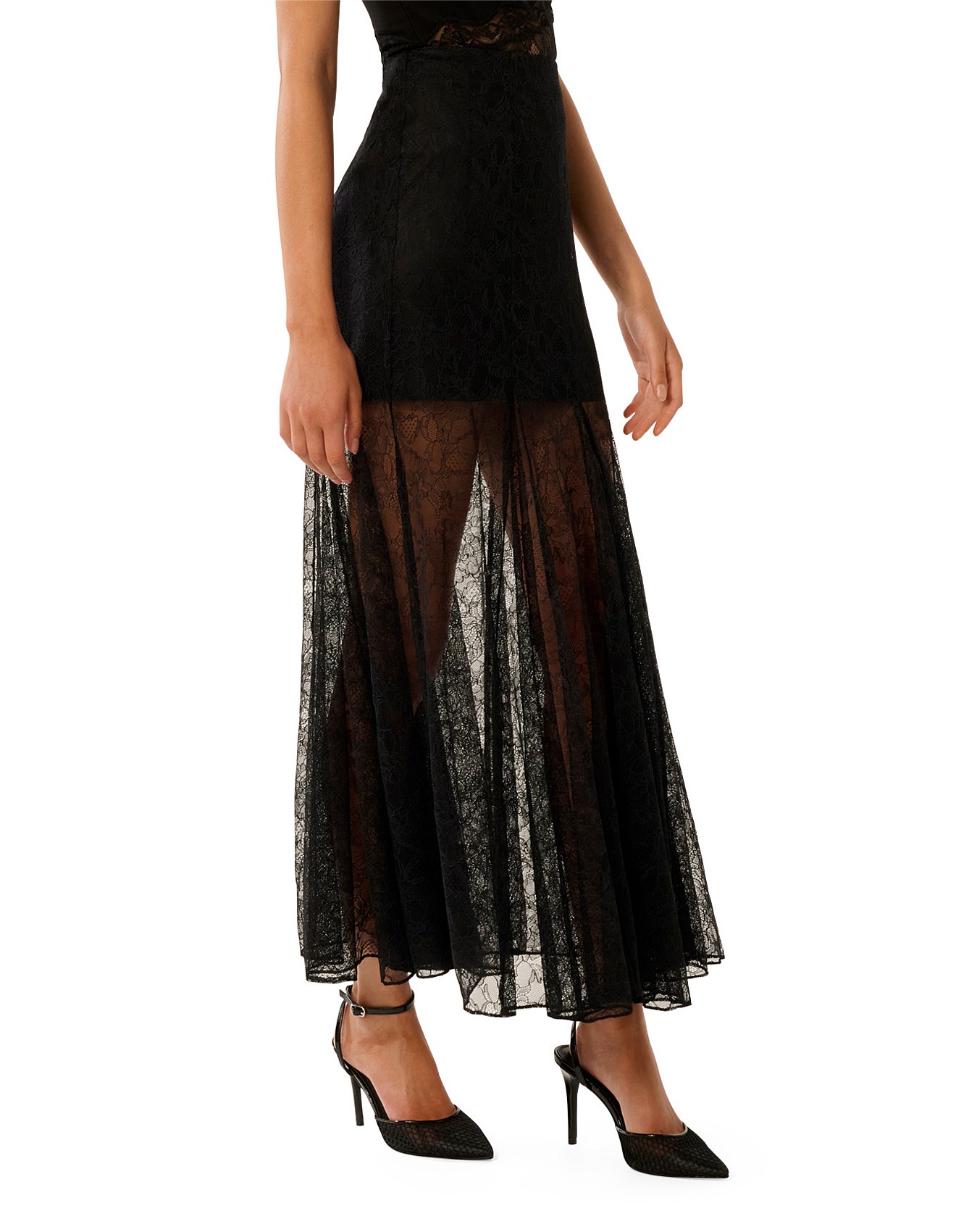 Forever New Mahalia Godet Lace Midi Skirt | David Jones