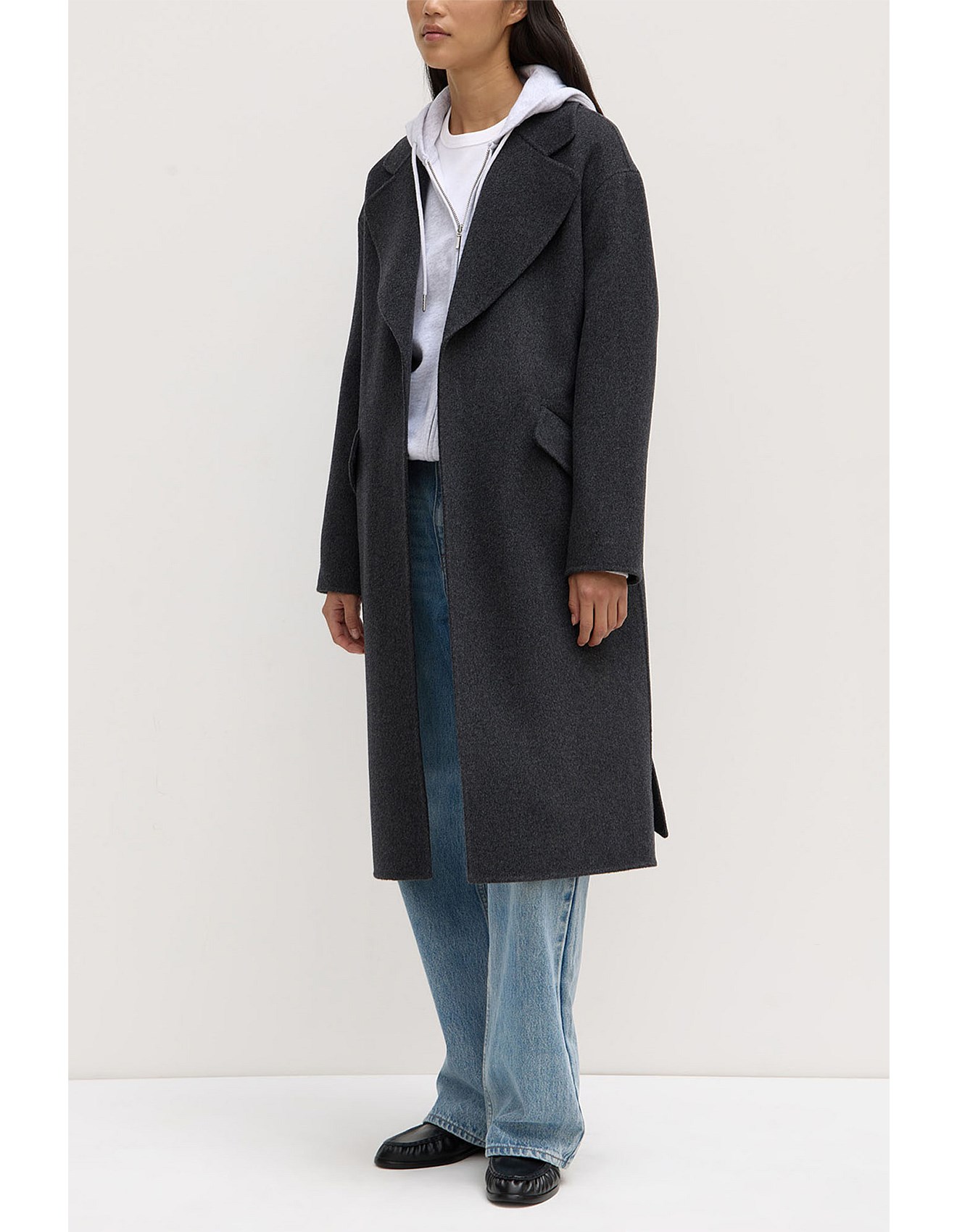 Assembly Label Sadie Single Breasted Wool Coat Charcoal Marle | David Jones