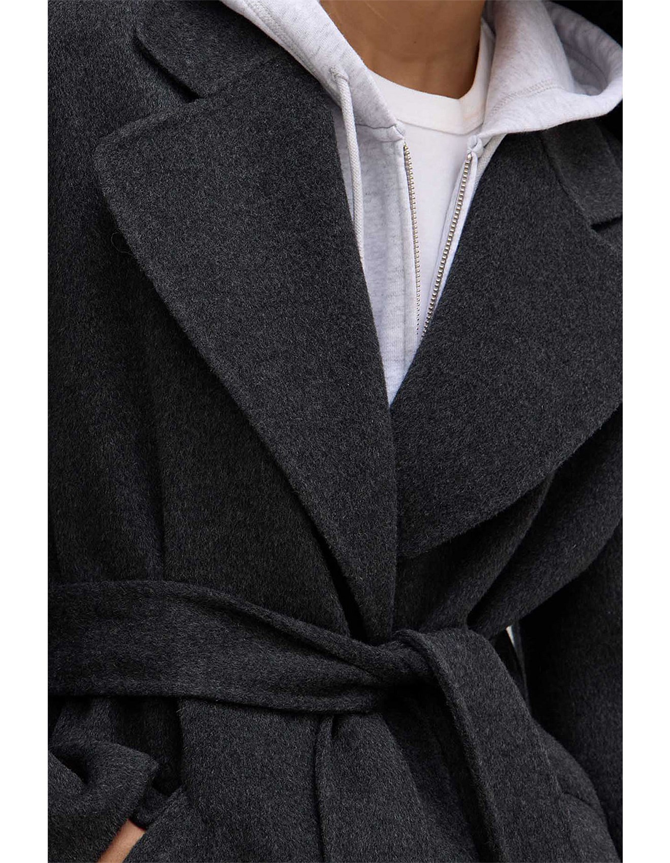 Assembly Label Sadie Single Breasted Wool Coat Charcoal Marle | David Jones