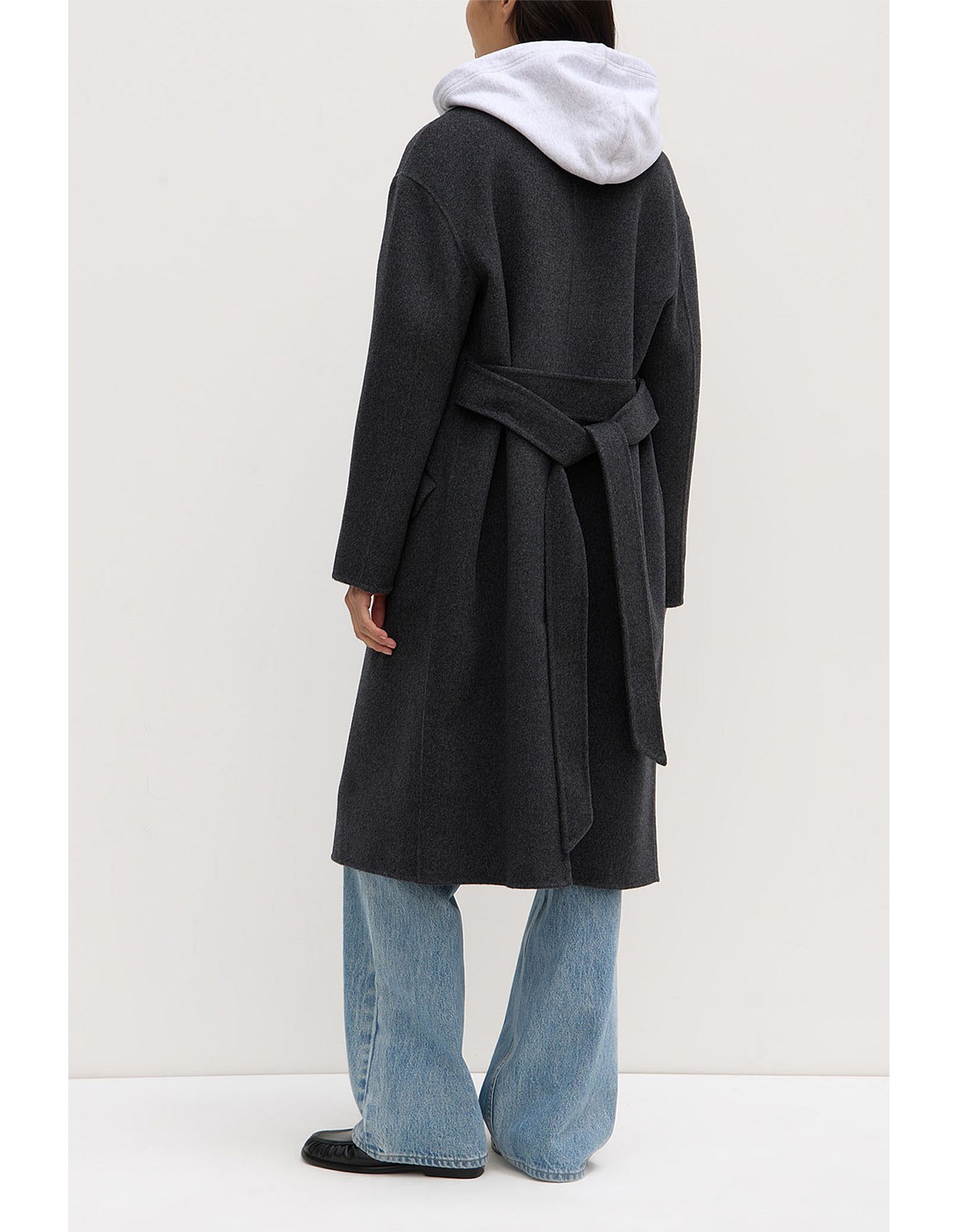 Assembly Label Sadie Single Breasted Wool Coat Charcoal Marle | David Jones