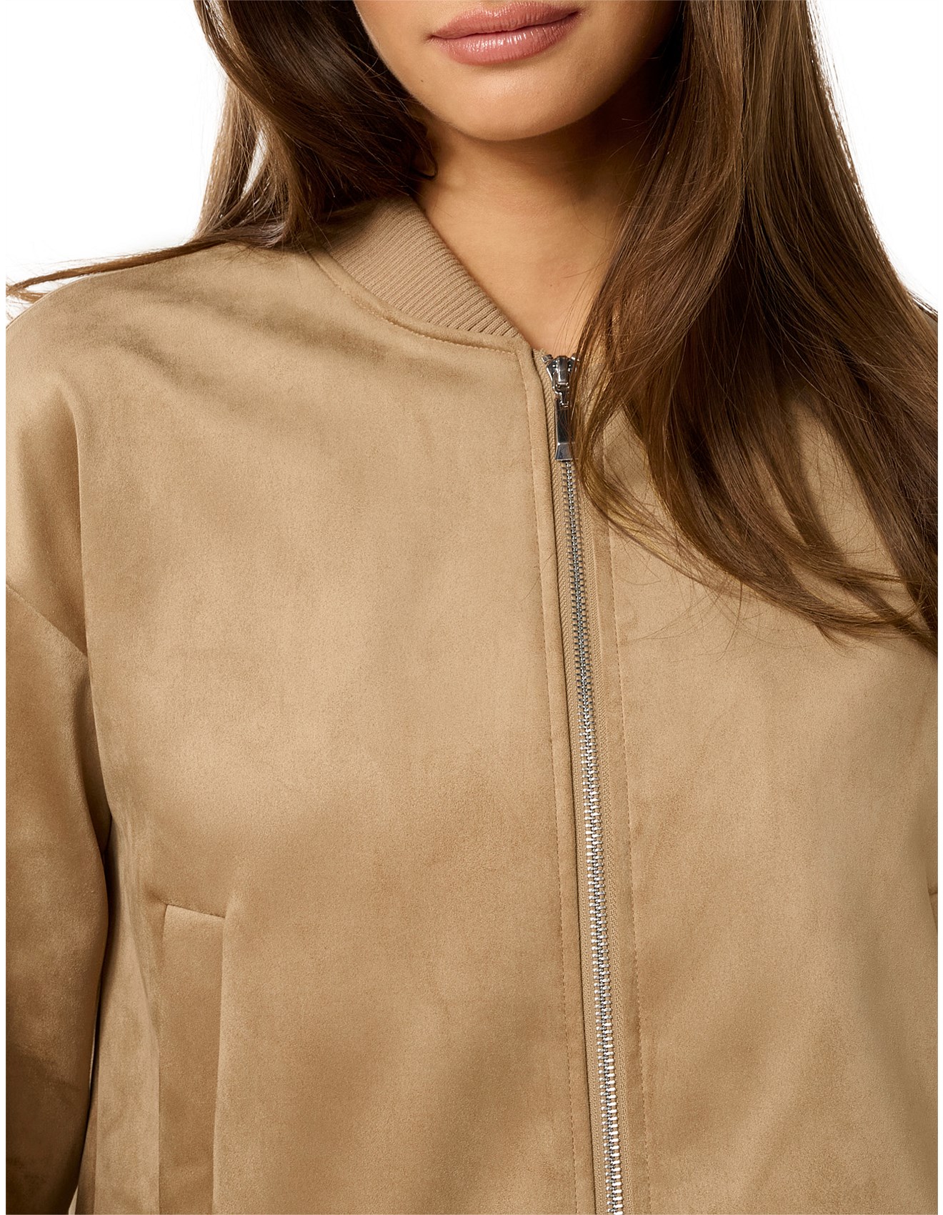 Forever New Hazel Vegan Suede Bomber Jacket | David Jones