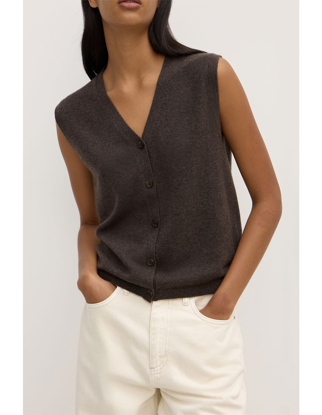 Assembly Label Lara Cashmere Knit Tank Ganache Marle | David Jones