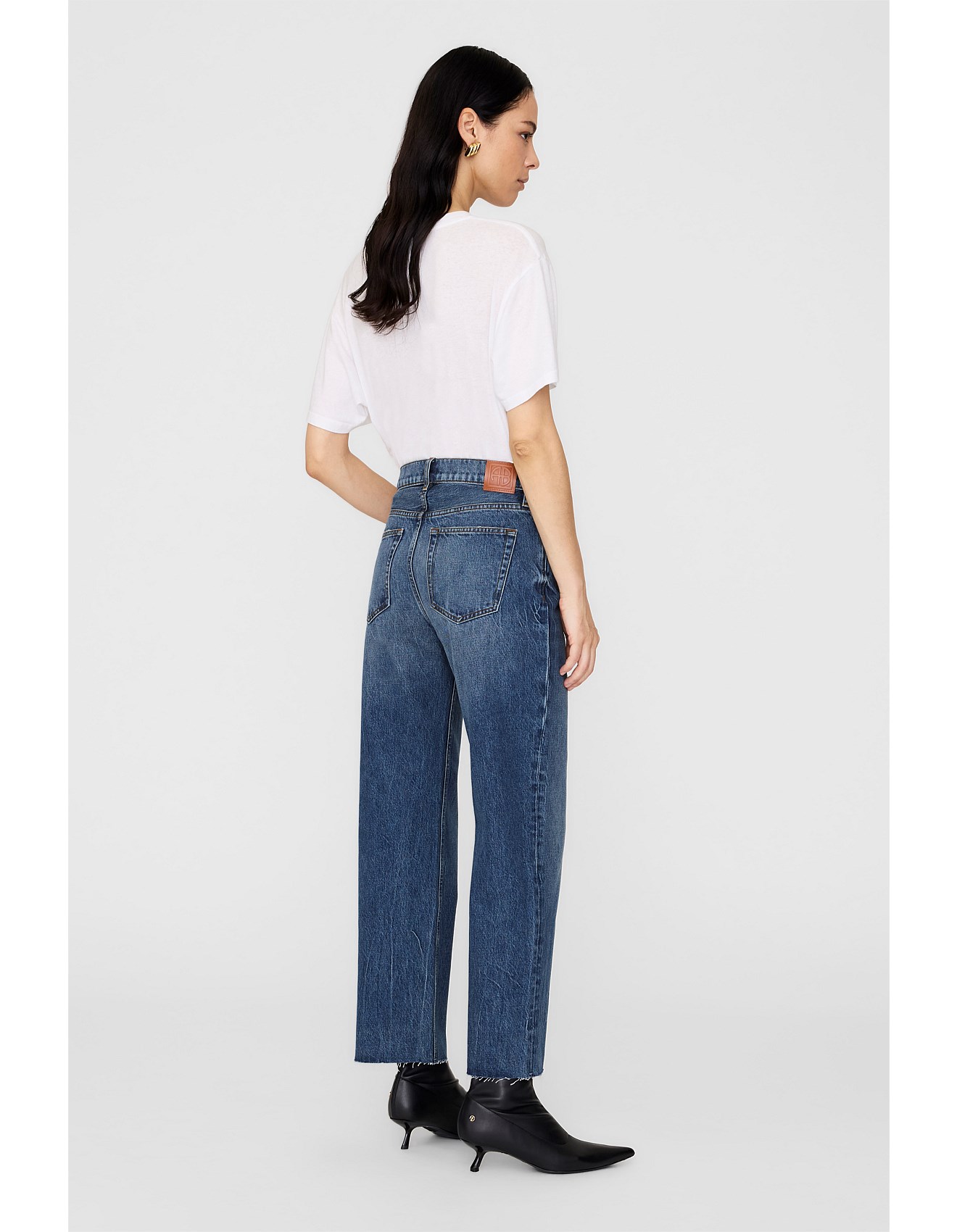 Anine Bing Gavin Mid Rise Cropped Straight Leg Jeans | David Jones