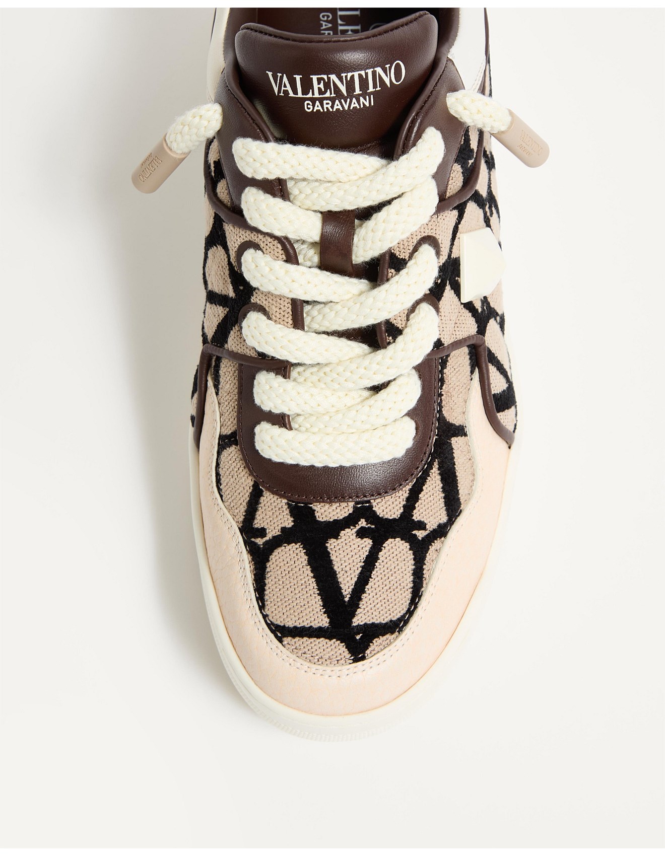Valentino One Stud Xl Sneaker In Nappa Leather & Toile Iconographe ...