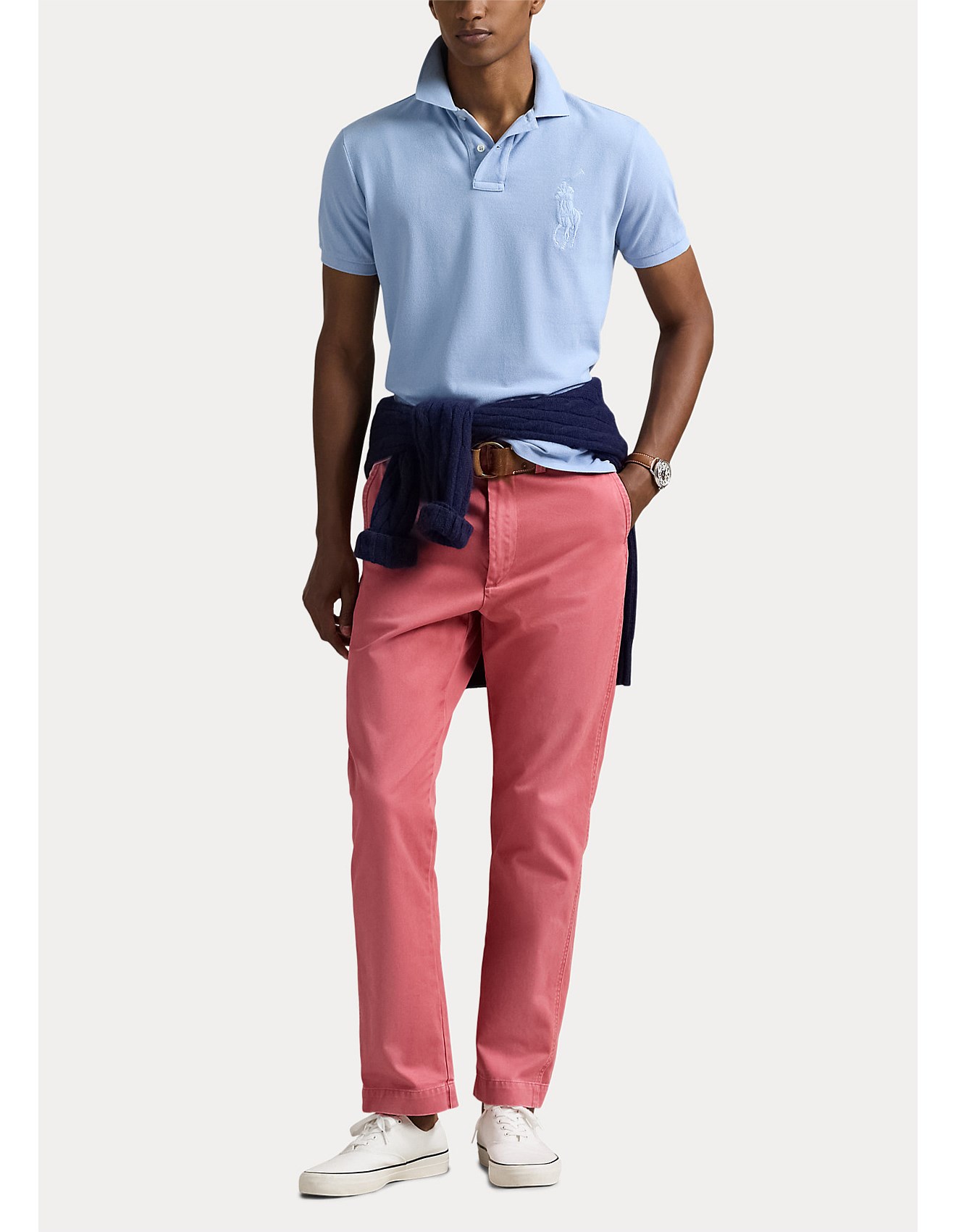 Polo Ralph Lauren Custom Slim Fit Big Pony Mesh Polo Shirt | David Jones
