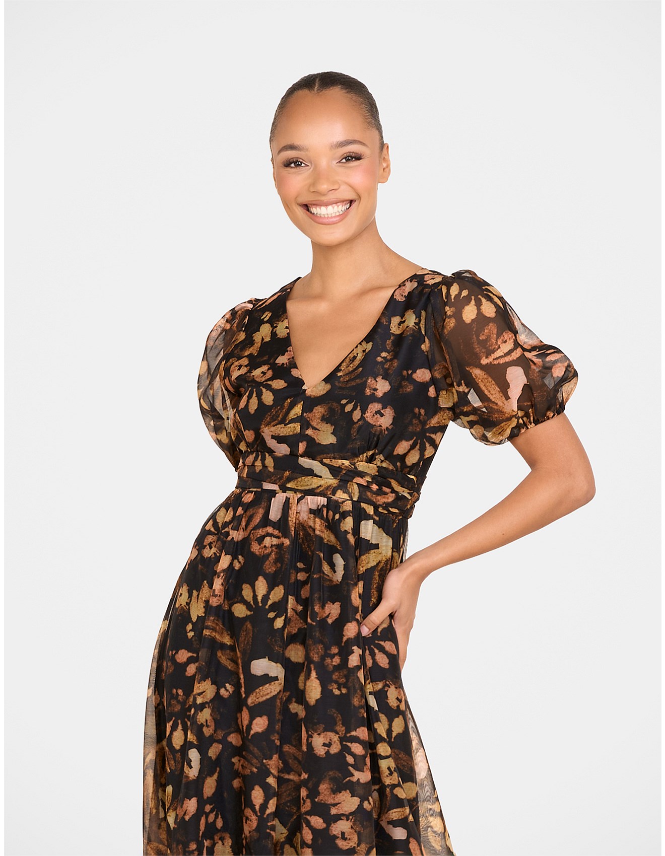 Pilgrim Lyra Puff Sleeve Maxi Dress | David Jones