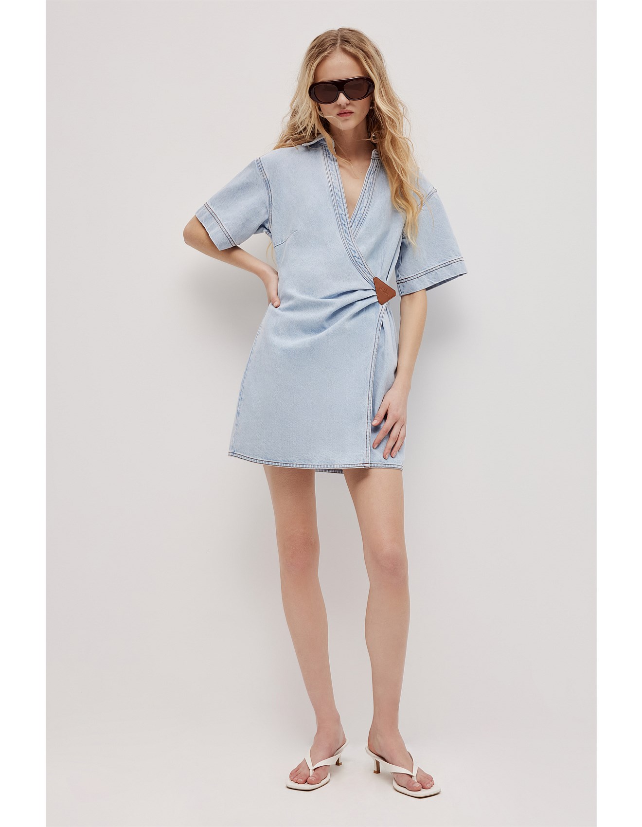 Aje Studio Zella Denim Wrap Mini Dress | David Jones