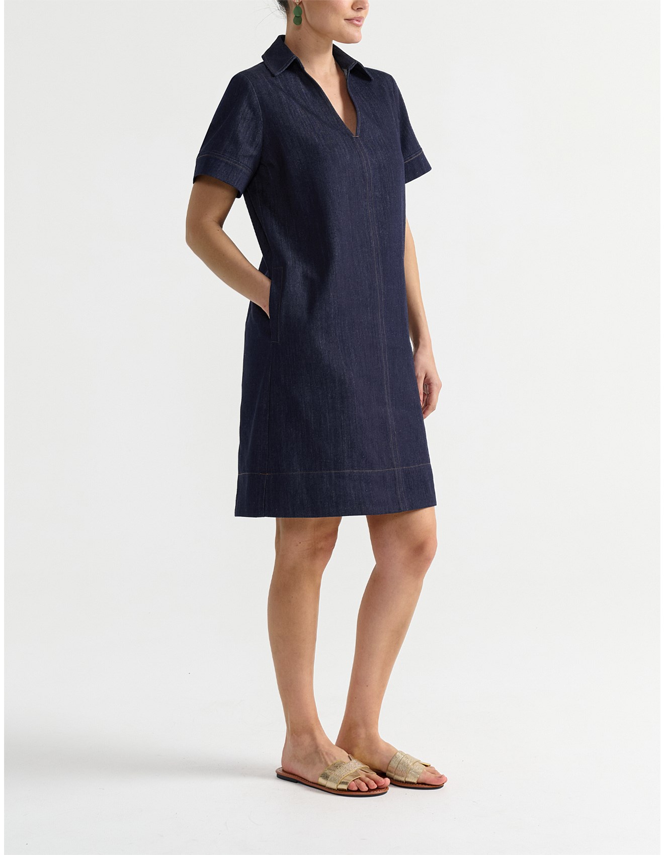 David Jones Collection V-neck Mini Denim Dress | David Jones