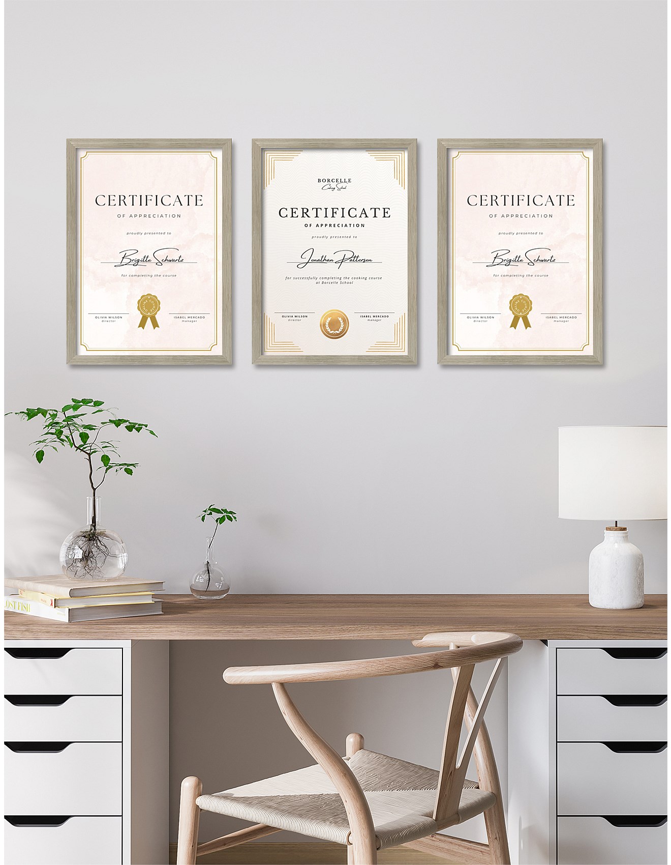 Profile Australian Made Timber Certificate Frame A3 Stone Ash (3 Pack ...