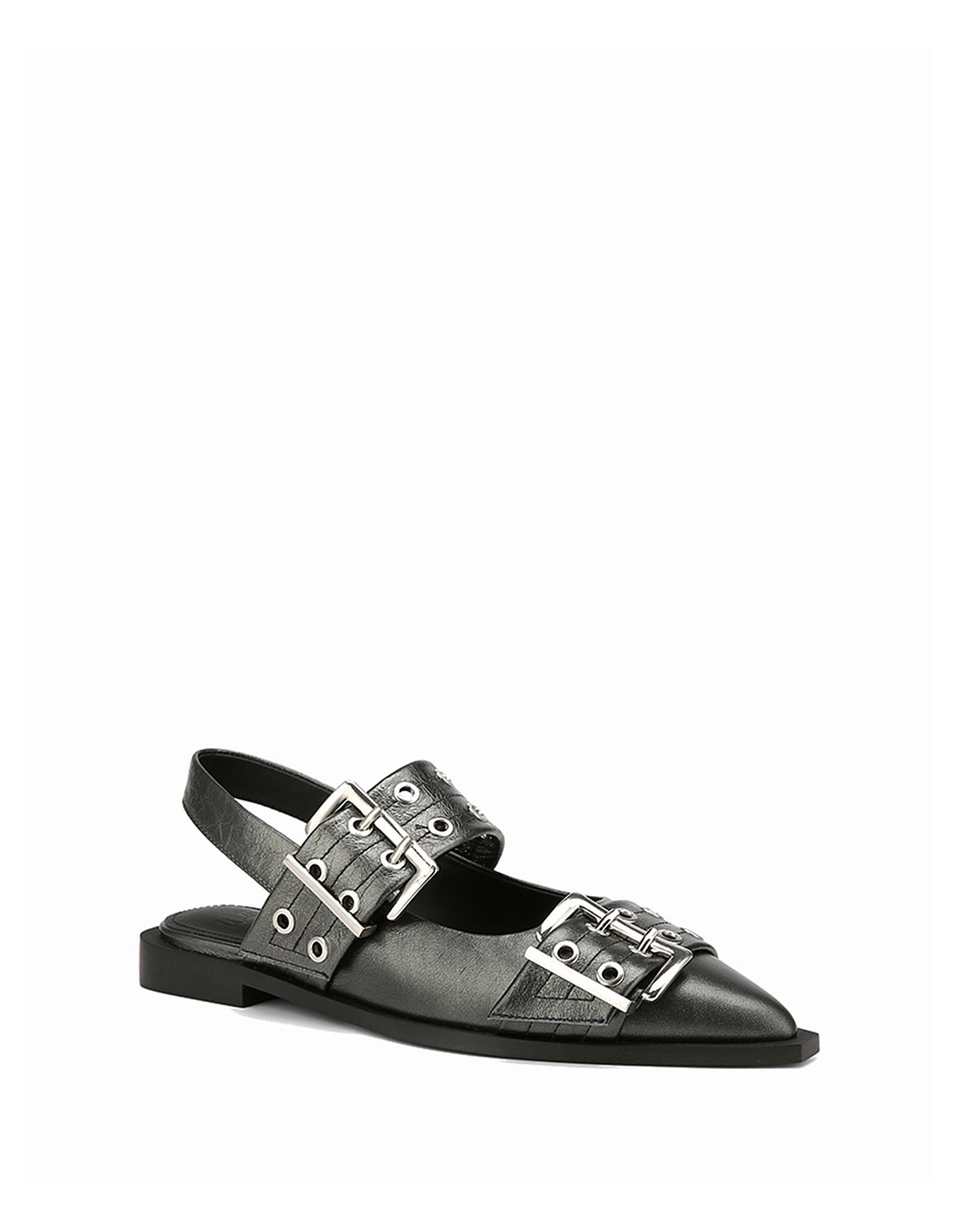 Wittner Daxton Gunmetal Metallic Leather Slingback | David Jones