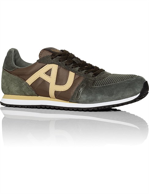 Armani Jeans Retro Nylon and Suede Aj Logo Runner | David Jones