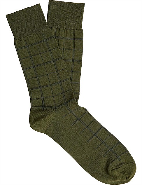 Trenery Fine Check Cotton Sock | David Jones