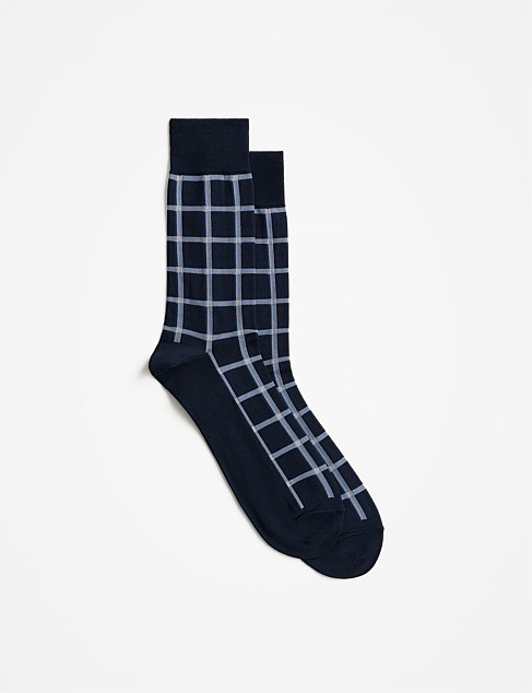 Trenery Windowpane Check Crew Sock | David Jones
