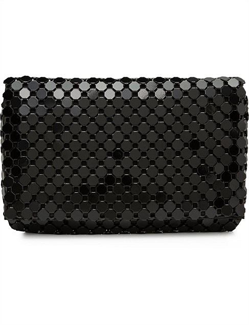 Gregory Ladner Black Fold Over Purse Mesh Large | David Jones